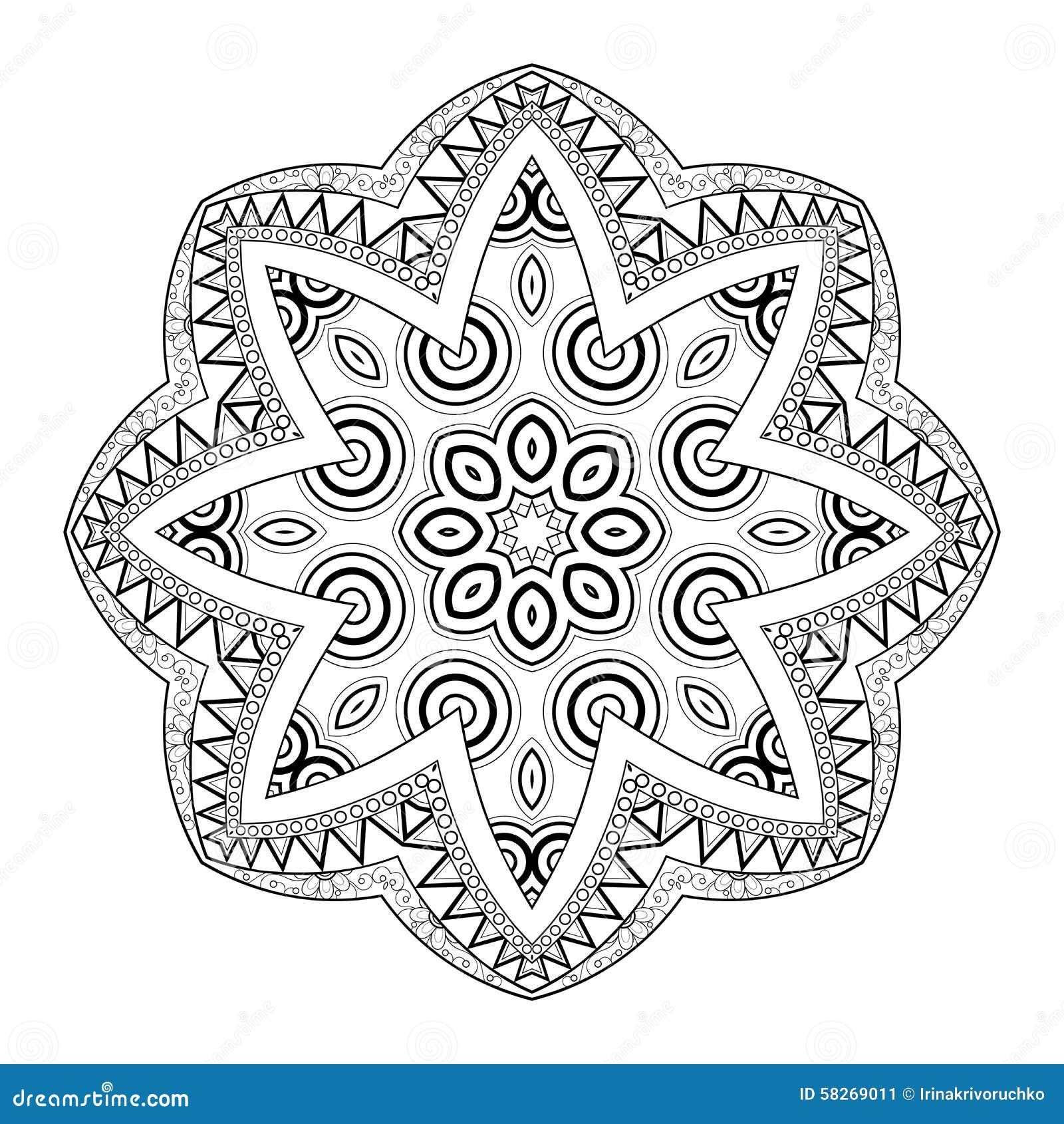 Vector Beautiful Deco Monochrome Contour Mandala Stock Vector ...