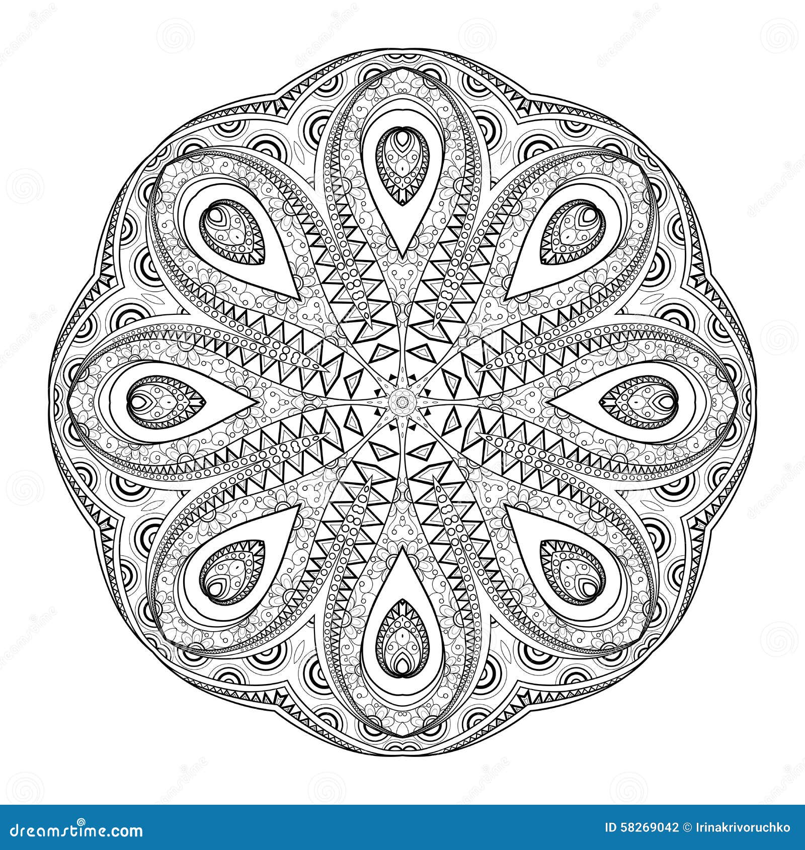 Vector Beautiful Deco Monochrome Contour Mandala Stock Vector ...