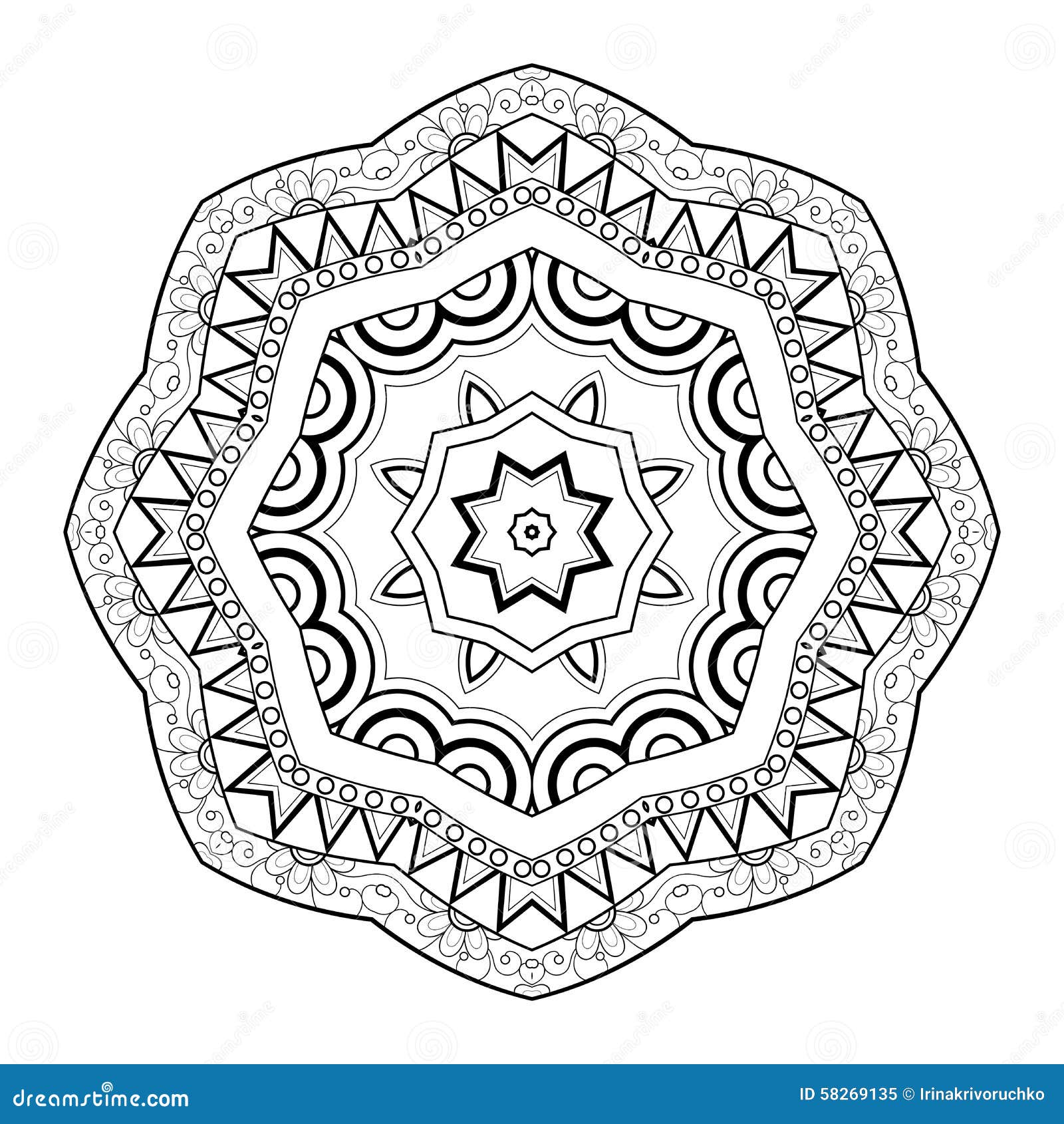 Vector Beautiful Deco Monochrome Contour Mandala Stock Vector ...