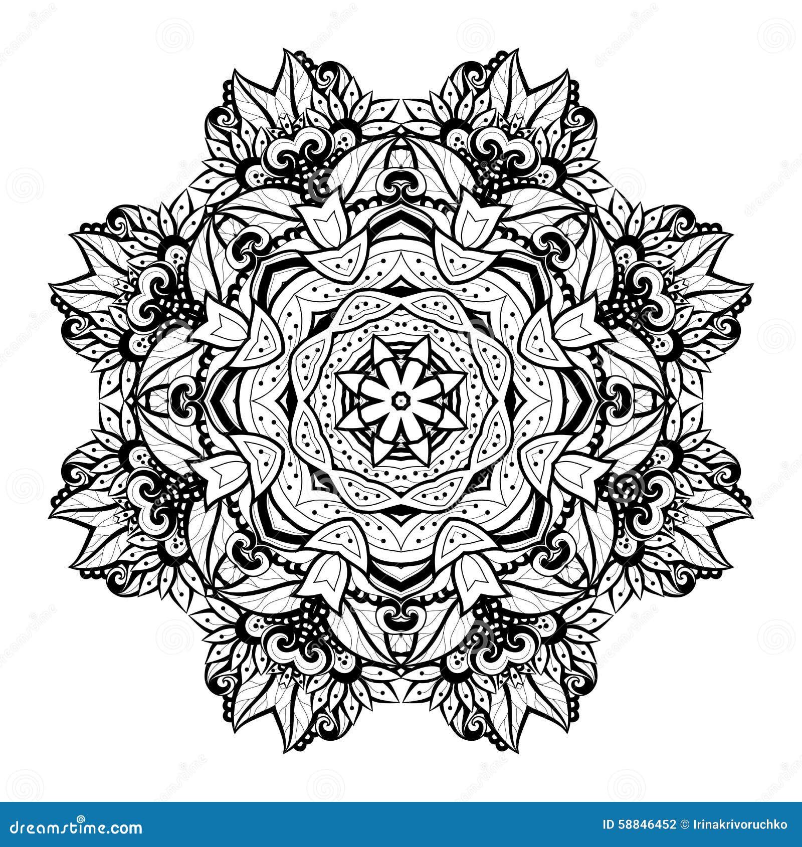 Vector Beautiful Deco Monochrome Contour Mandala Stock Vector ...