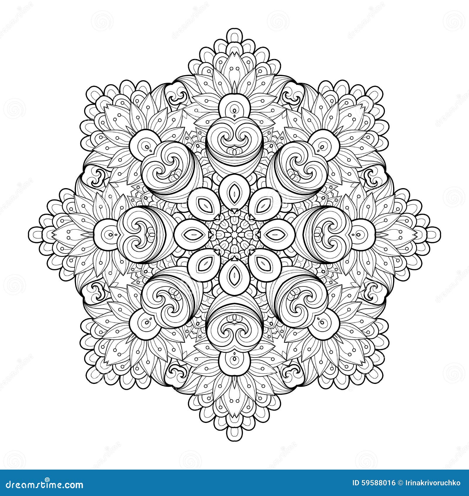 Vector Beautiful Deco Monochrome Contour Mandala Stock Vector ...
