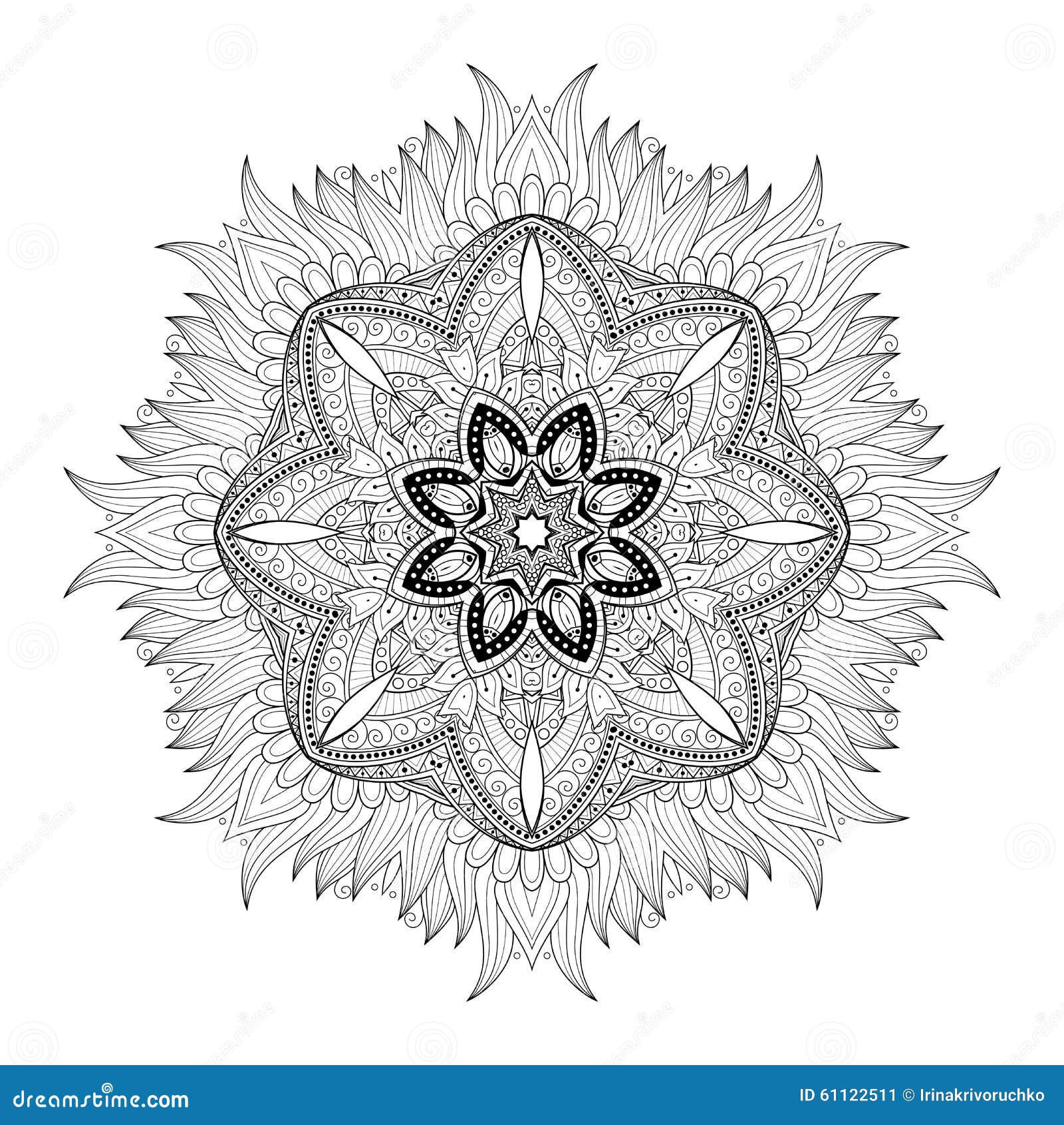 Vector Beautiful Deco Monochrome Contour Mandala Stock Vector ...