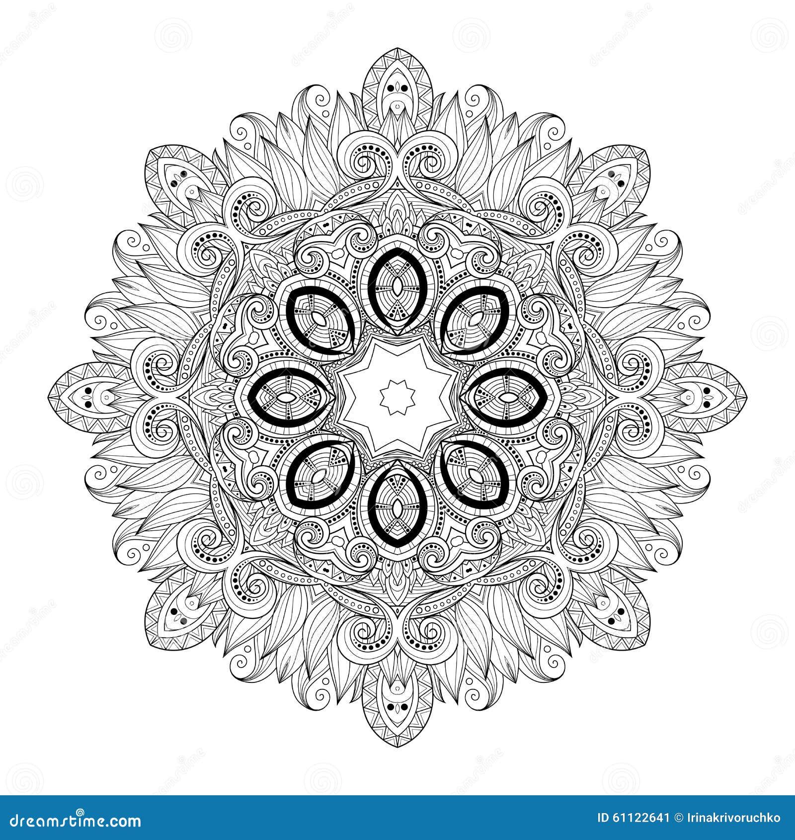 Vector Beautiful Deco Monochrome Contour Mandala Stock Vector ...
