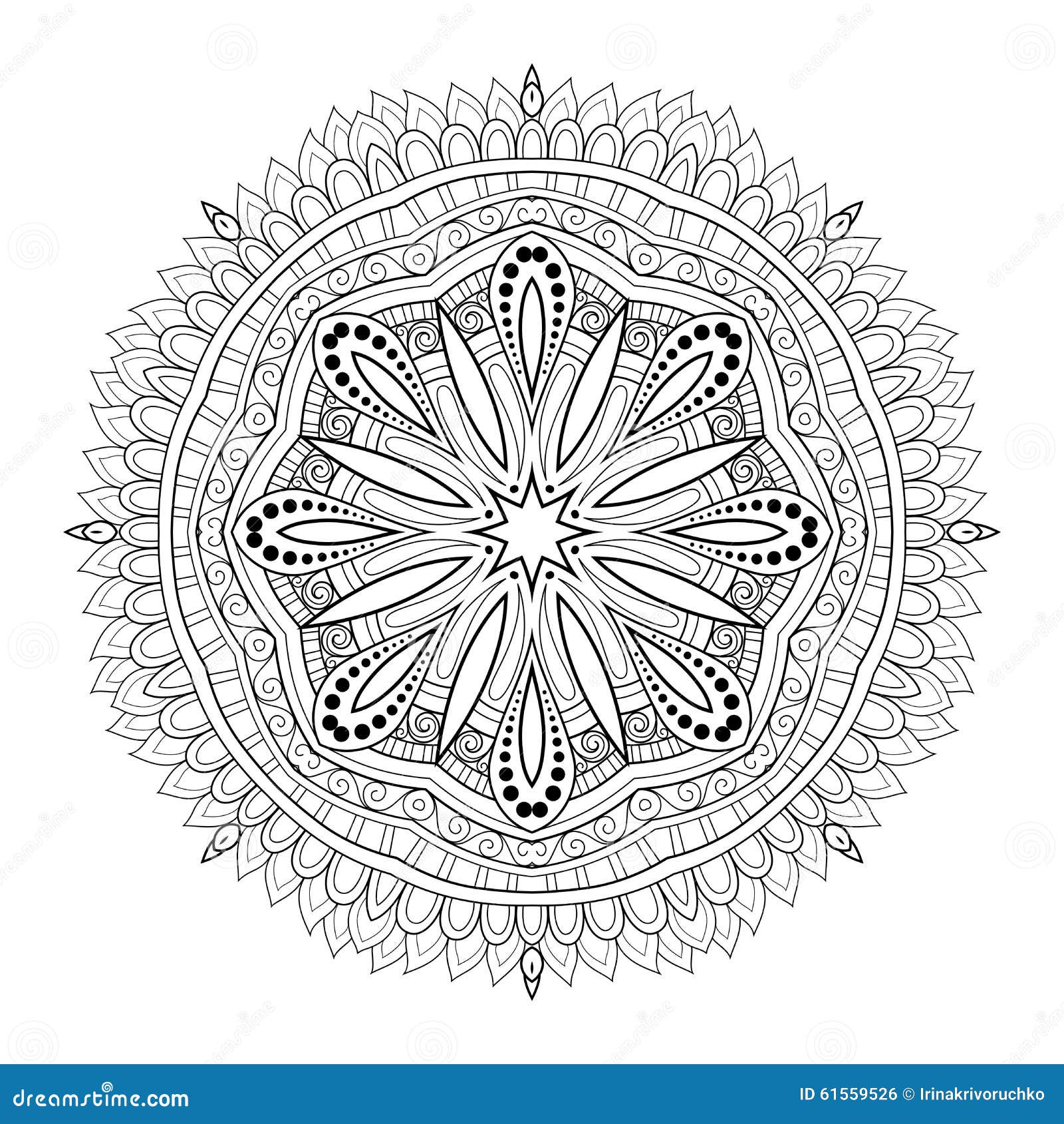 Contour Mandala With Polygons And Triangles, Coloring Page In The Form ...