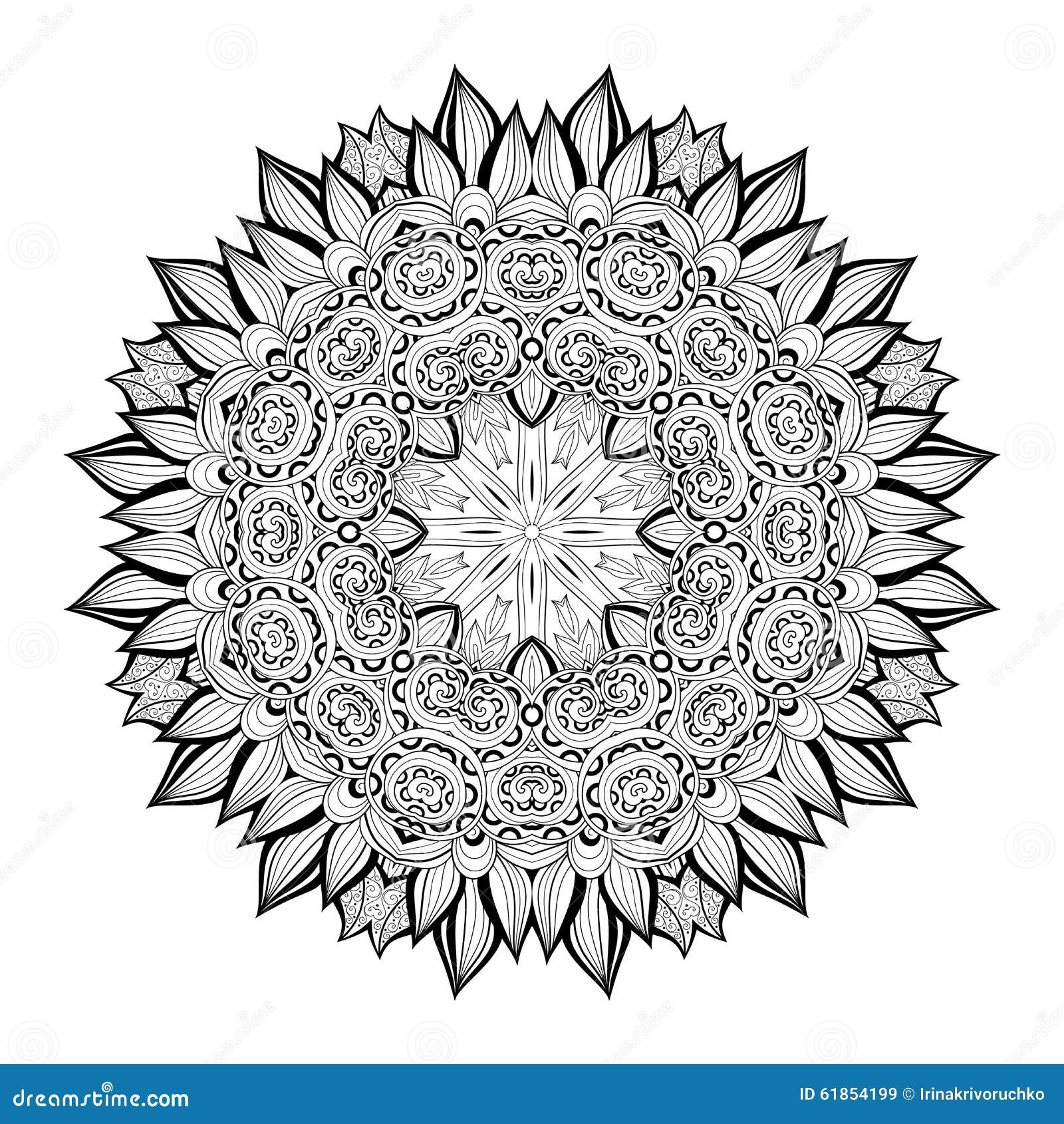 Vector Beautiful Deco Monochrome Contour Mandala Stock Vector ...