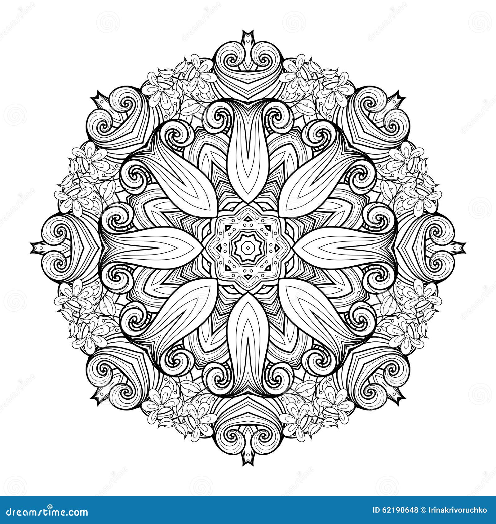 Vector Beautiful Deco Monochrome Contour Mandala Stock Vector ...