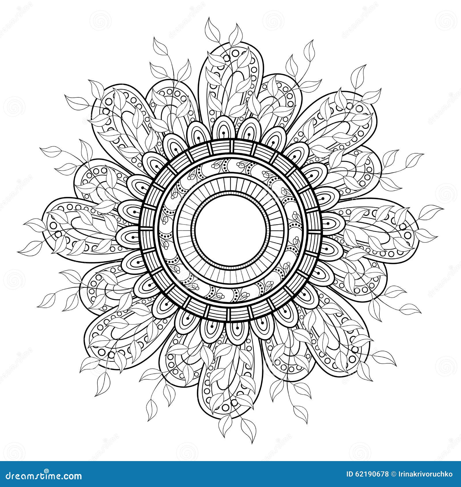 Vector Beautiful Deco Monochrome Contour Mandala Stock Vector ...