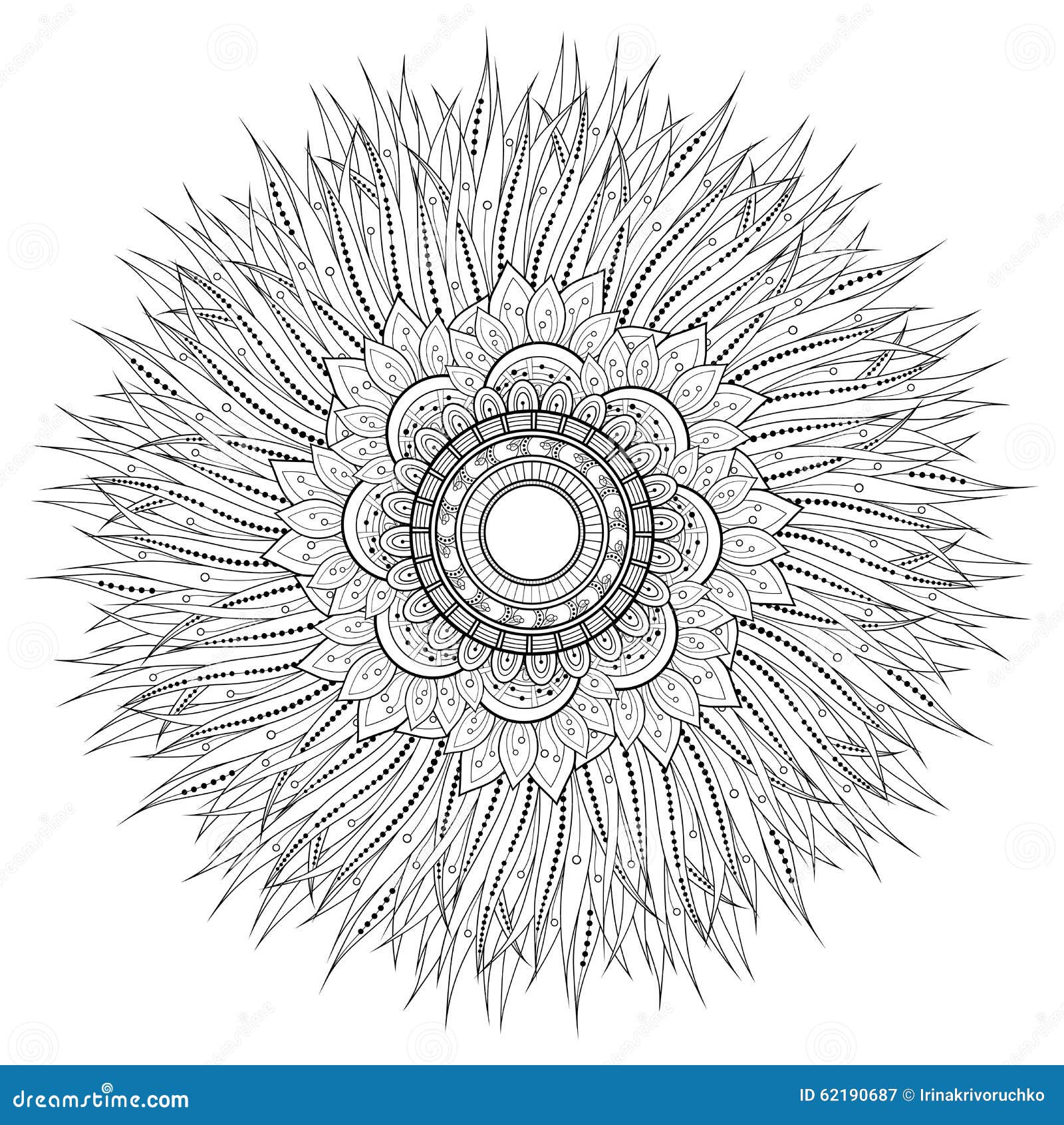 Vector Beautiful Deco Monochrome Contour Mandala Stock Vector ...