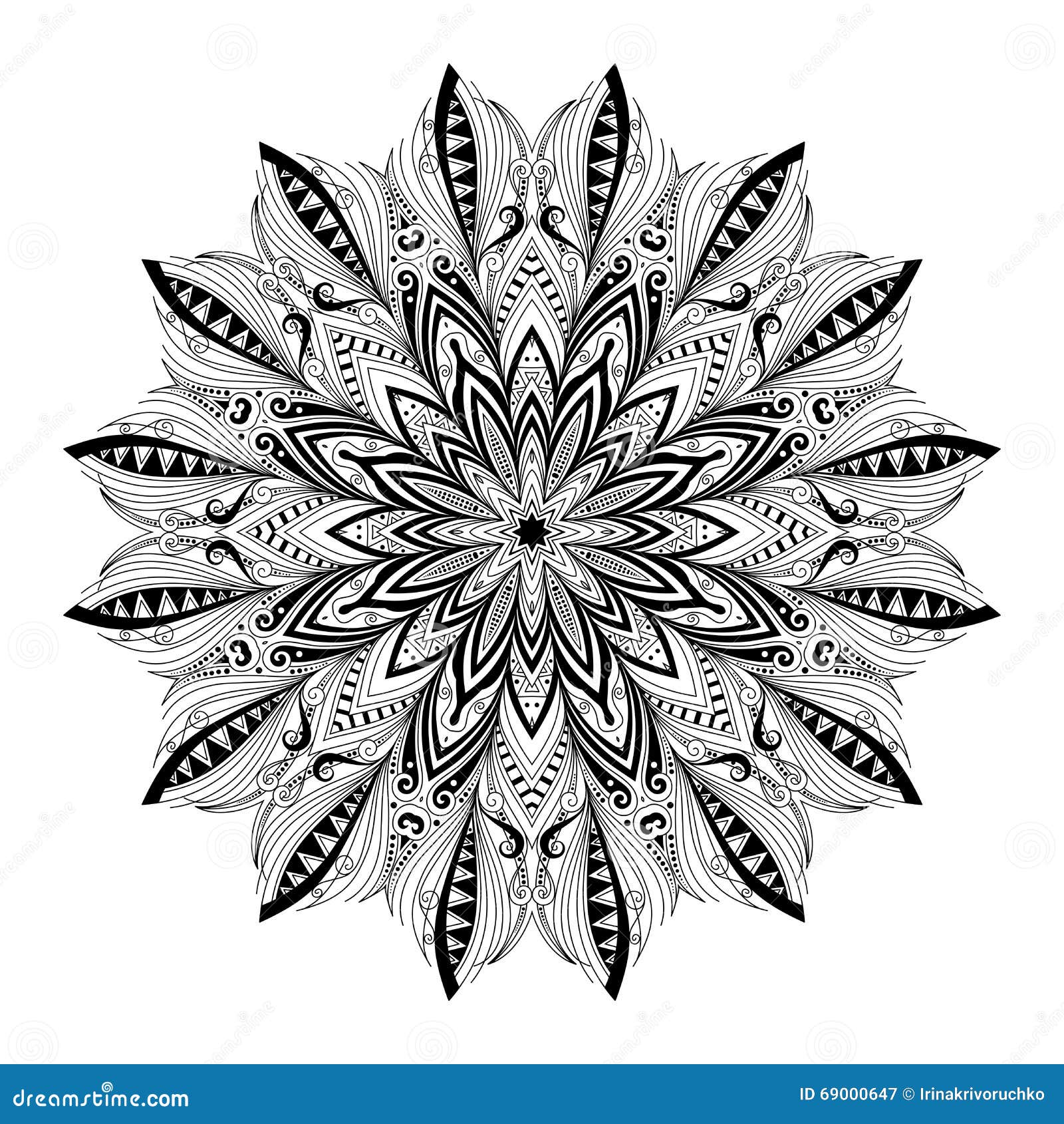 Vector Beautiful Deco Monochrome Contour Mandala Stock Vector ...