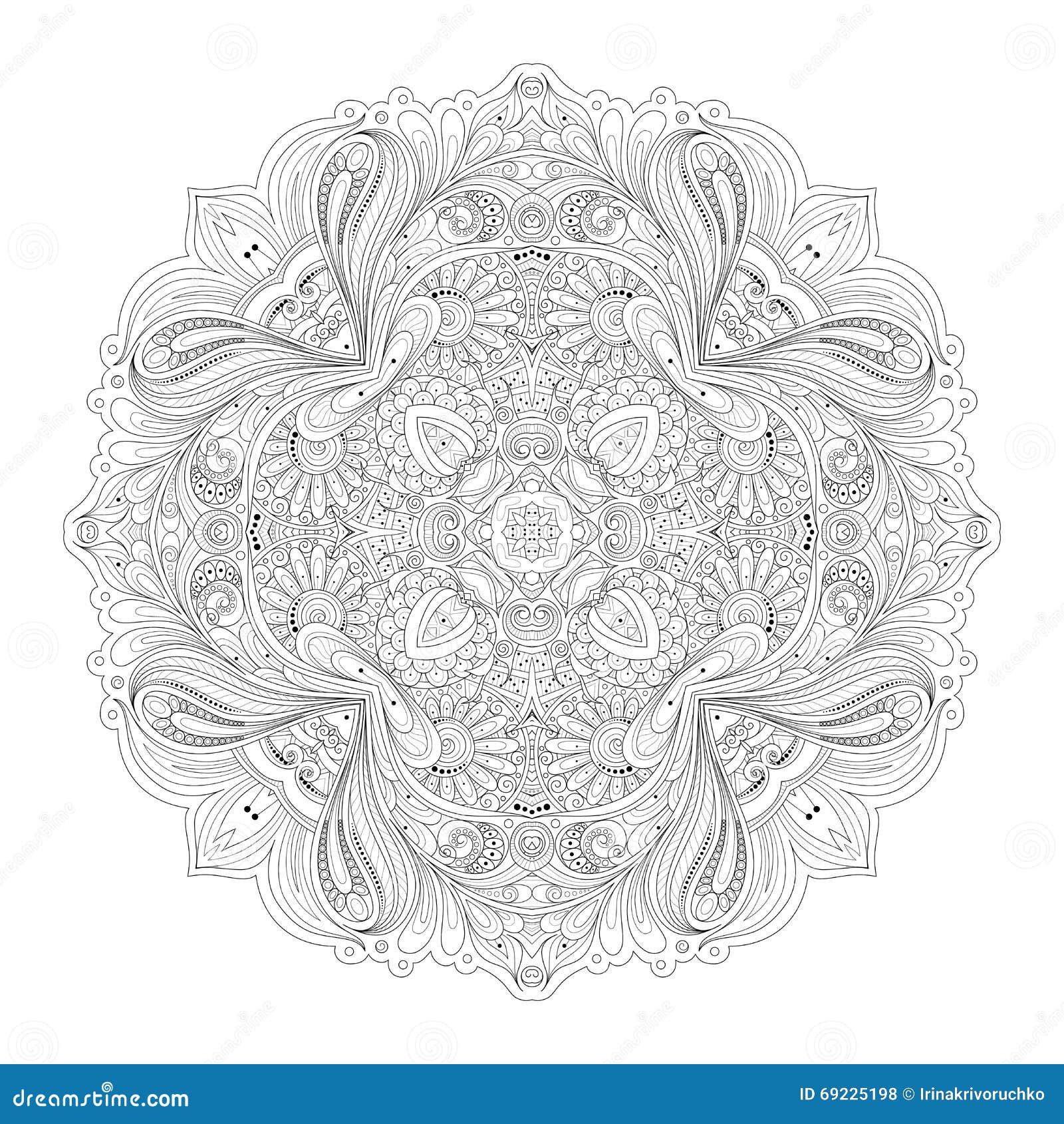 Vector Beautiful Deco Monochrome Contour Square Stock Vector ...