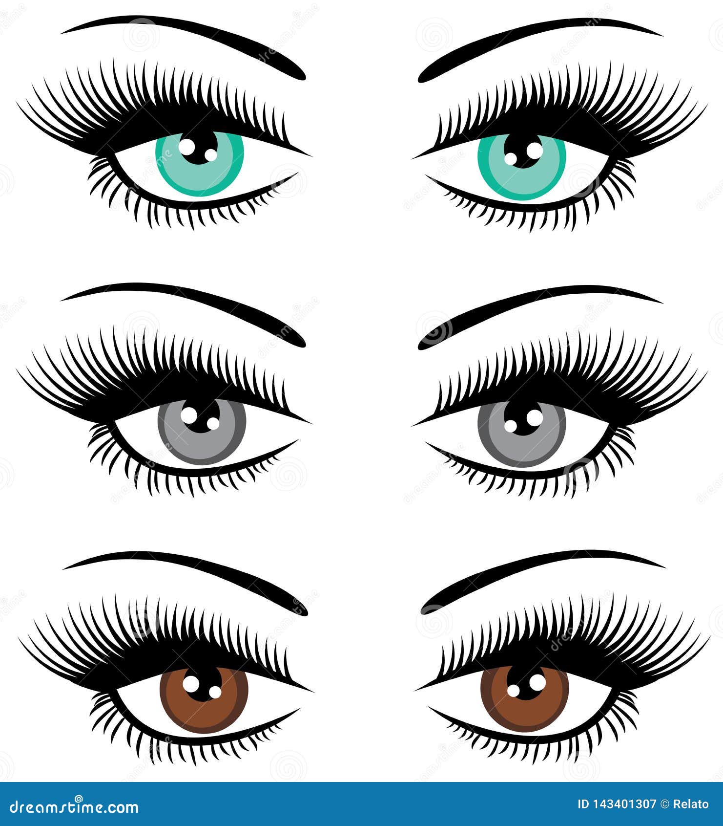 Vector Set of Beautiful Eyes. Stock Vector - Illustration of brow ...