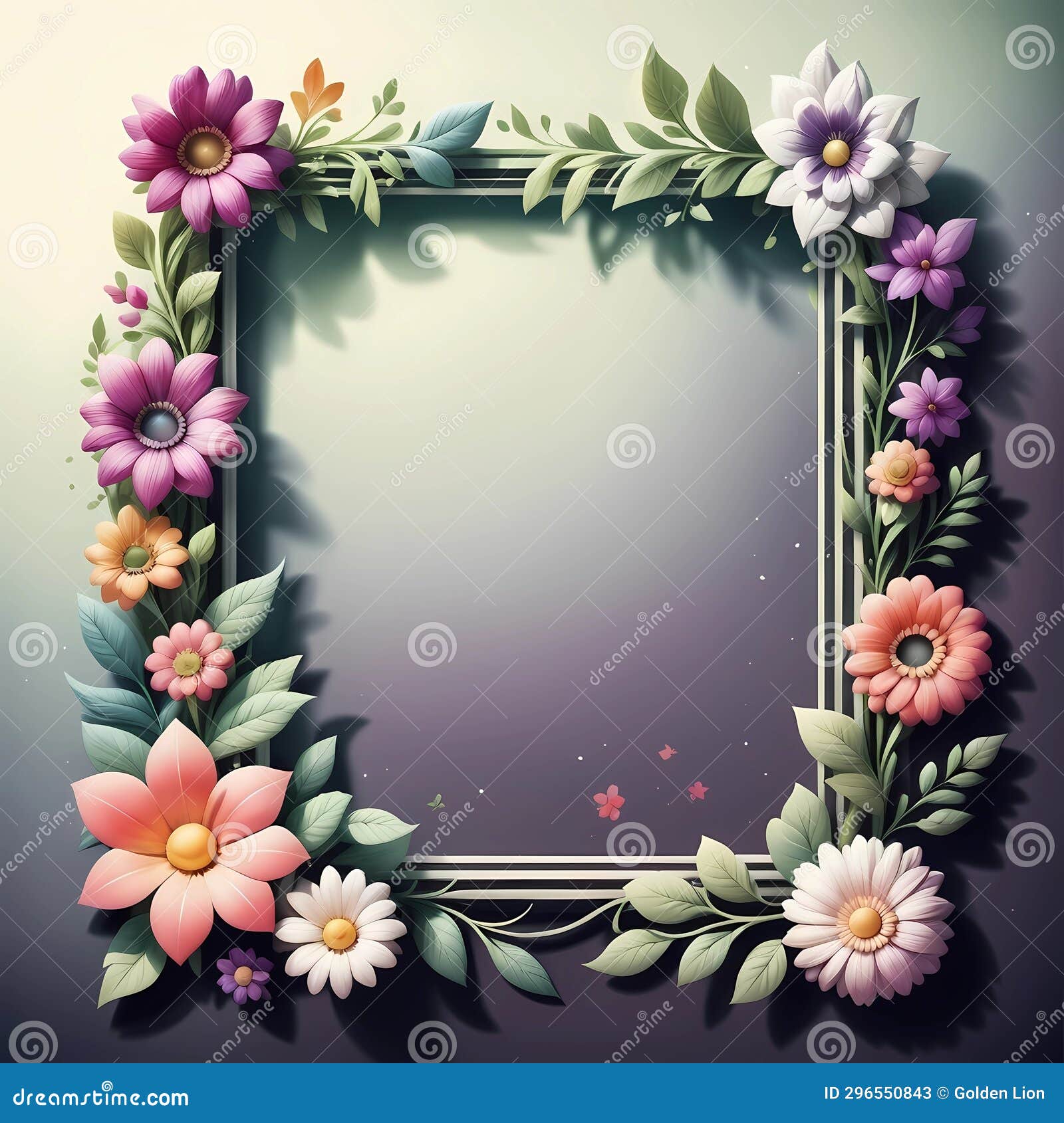 Vector Beautiful Flower Frame Stock Illustration - Illustration of ...