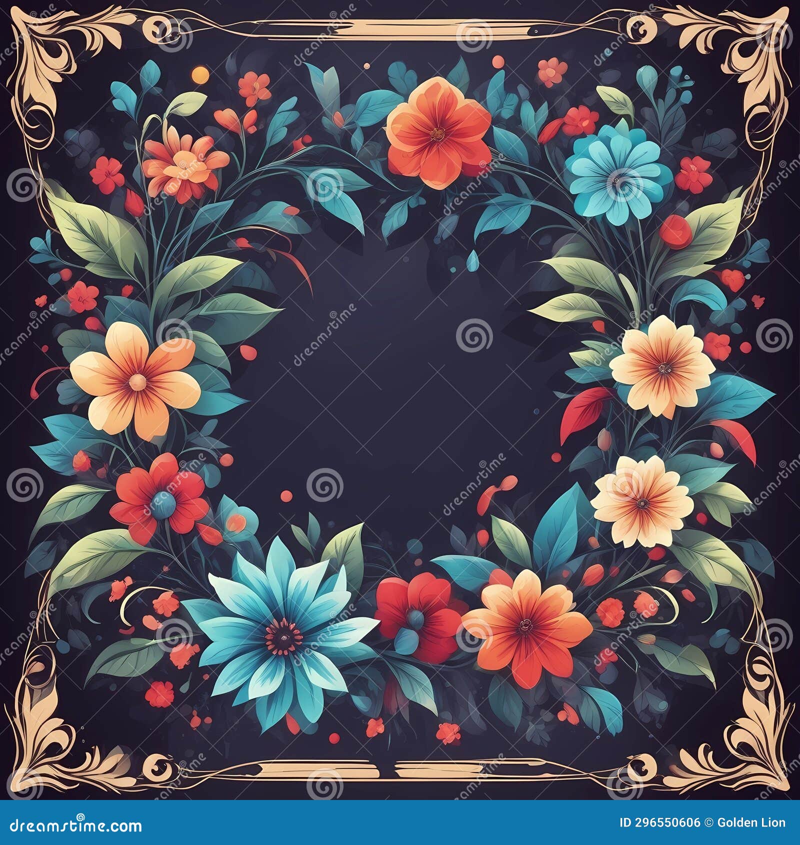 Vector Beautiful Flower Frame Stock Illustration - Illustration of ...