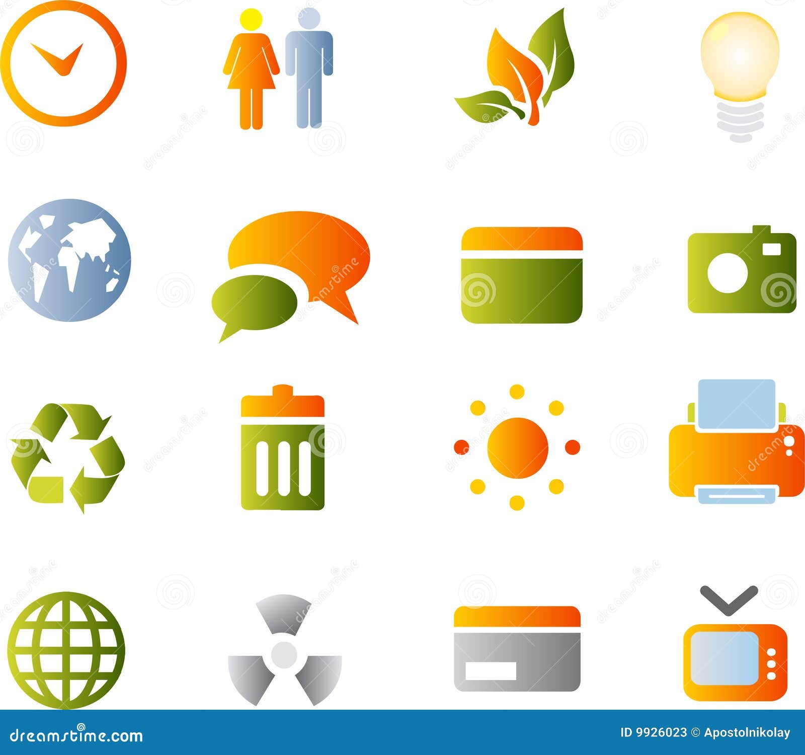 Vector beautiful icon set stock vector. Illustration of pencil - 9926023