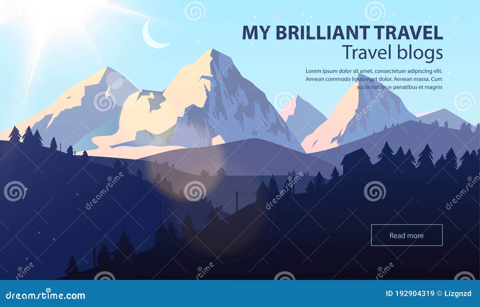 Vector Beautiful Landscape Banner. Horizontal Banner for Web Design ...