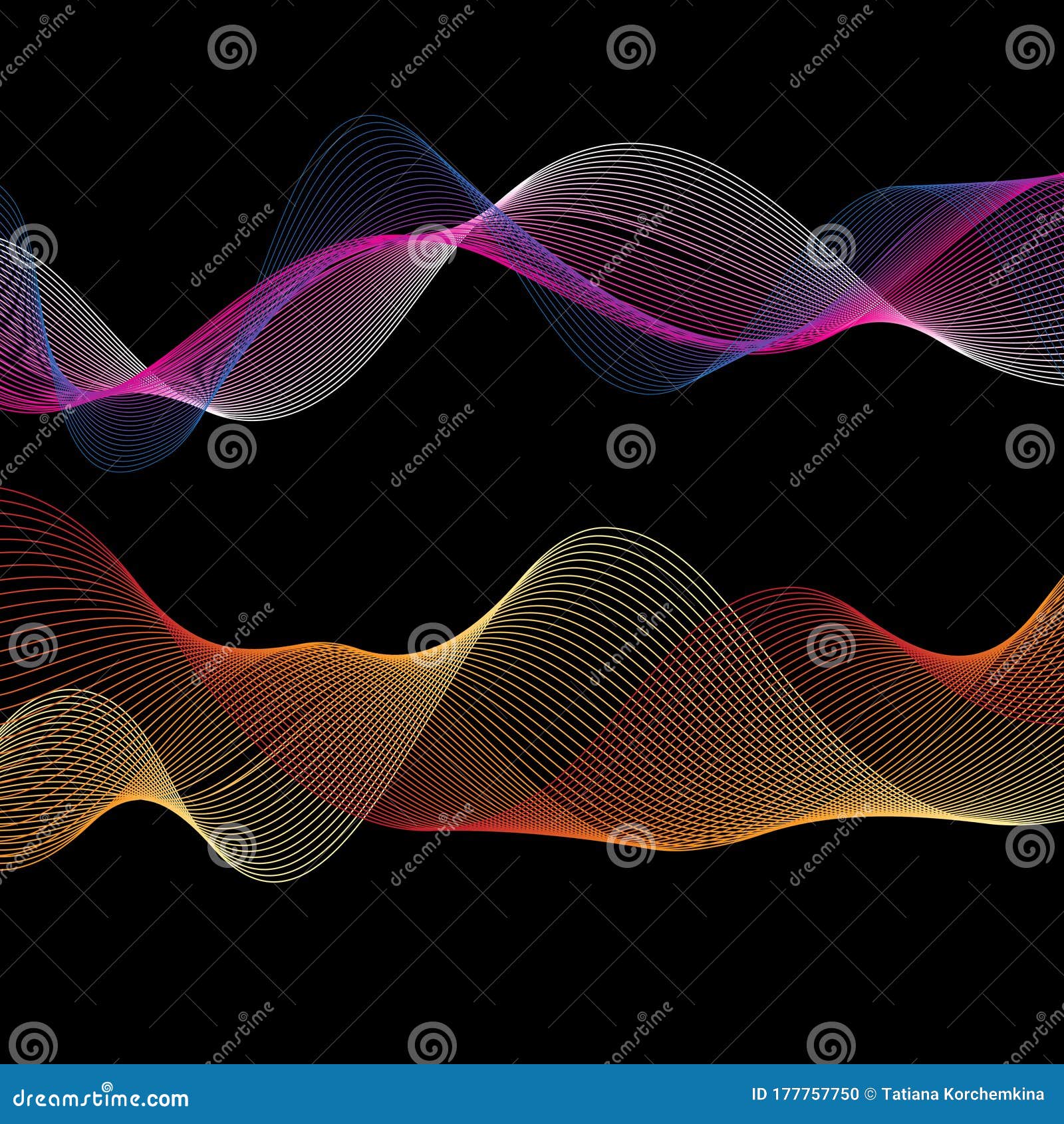 Vector Beautiful Linear Color Waves Stock Illustration - Illustration ...