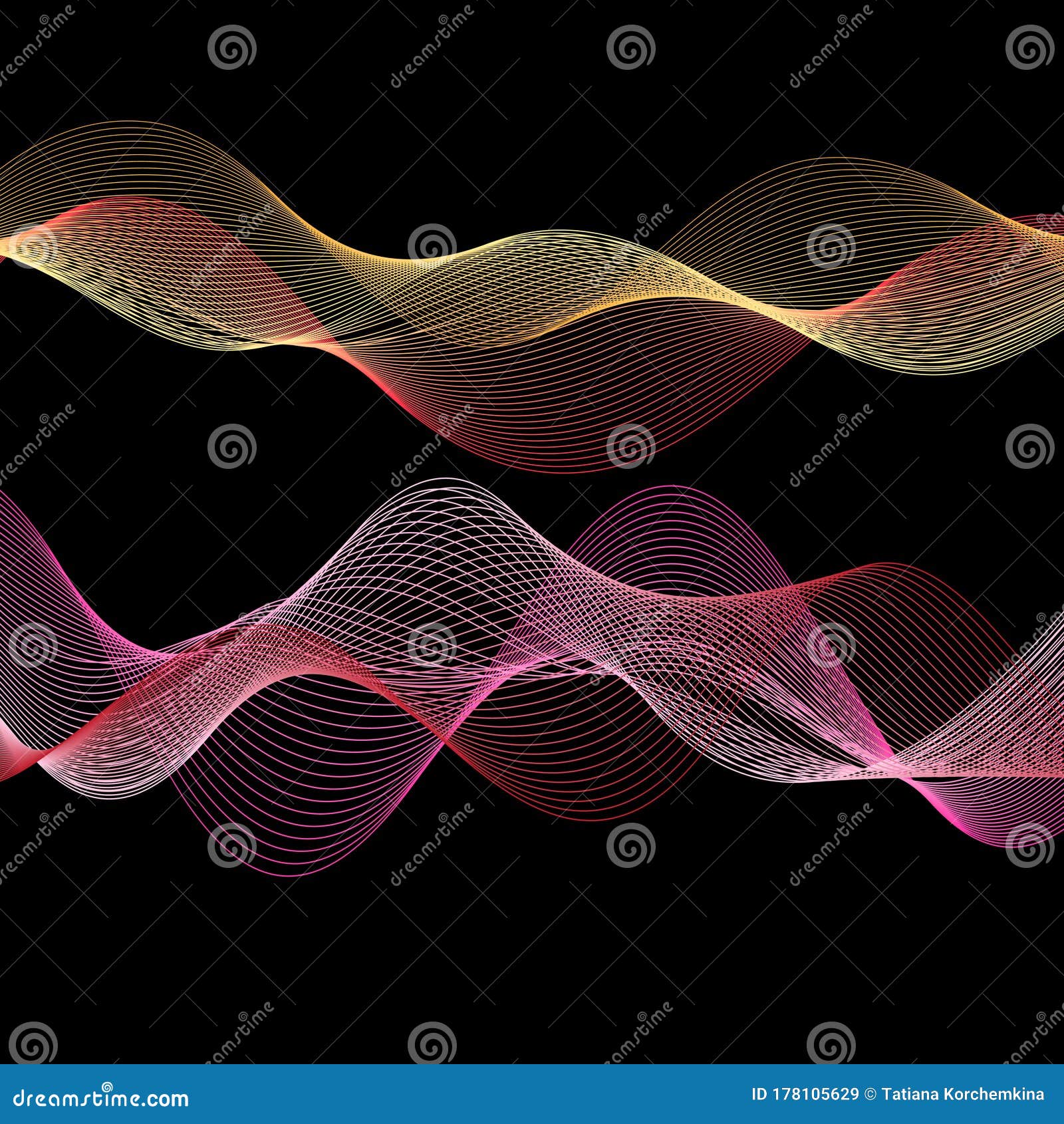 Vector Beautiful Linear Color Waves Stock Illustration - Illustration ...