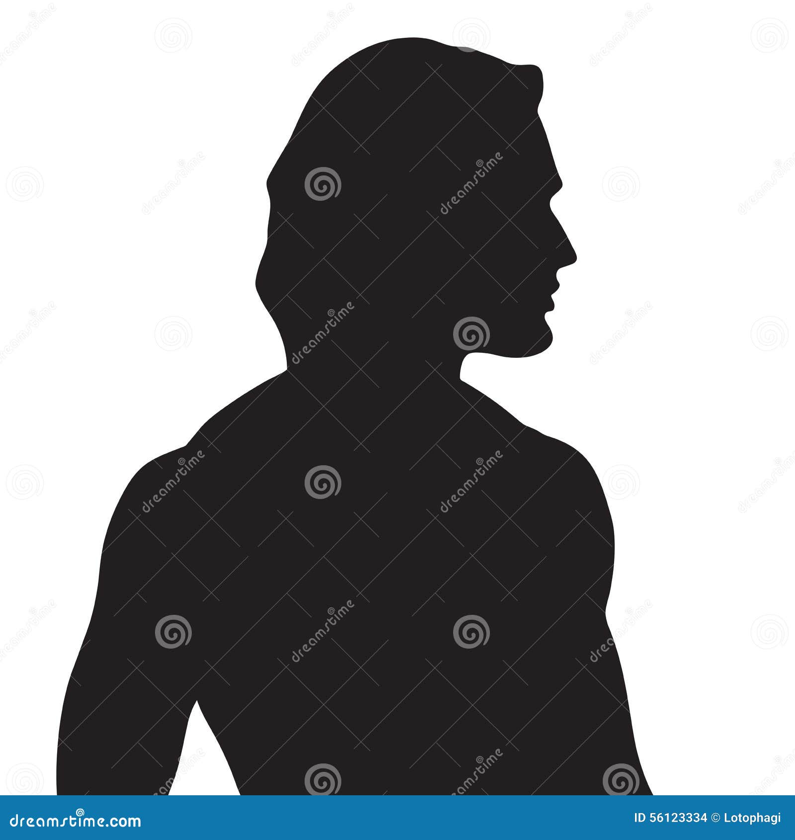 Vector Beautiful Male Silhouette in Profile Stock Vector - Illustration ...