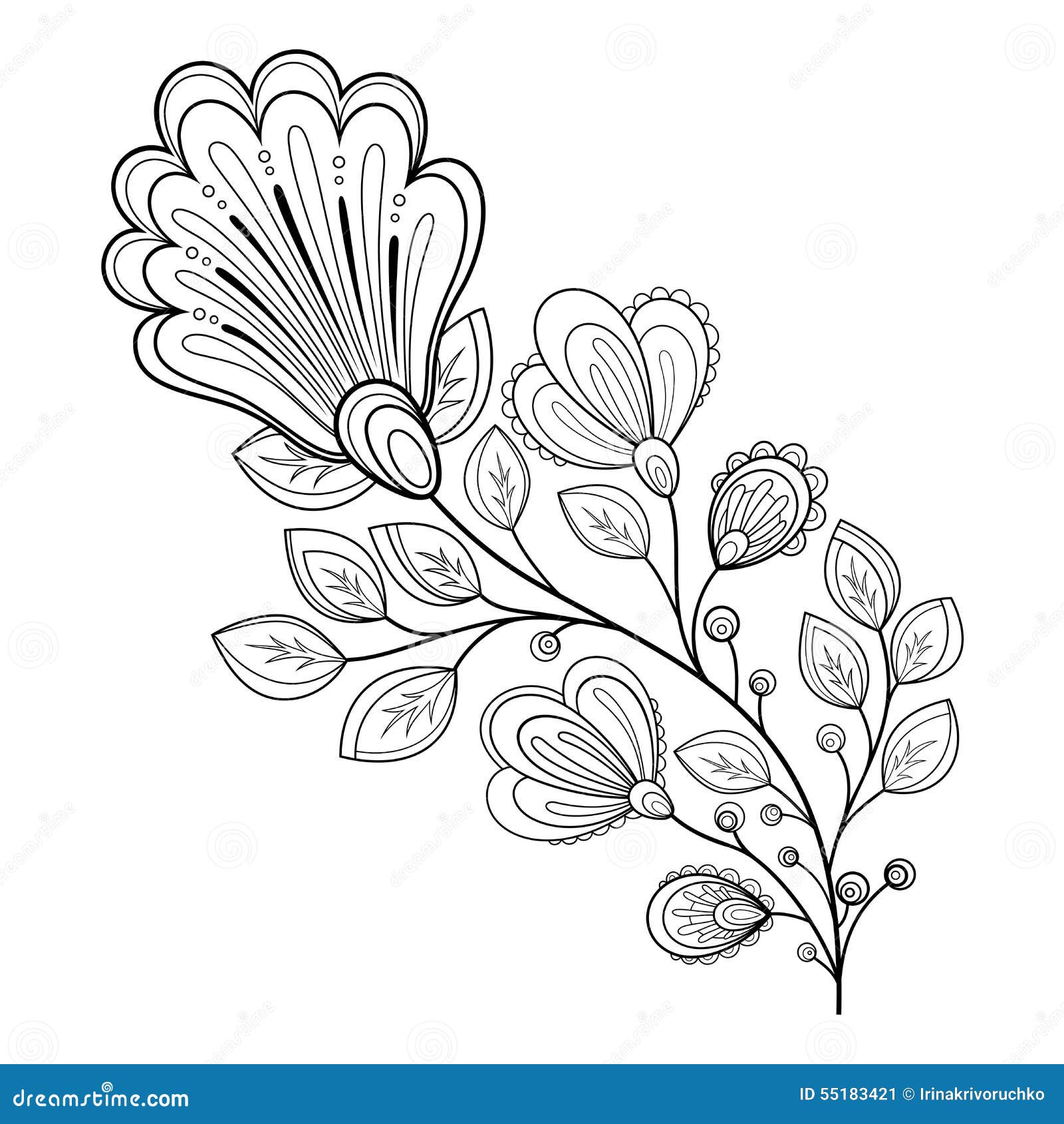 Vector Beautiful Monochrome Contour Flower Stock Vector - Illustration ...
