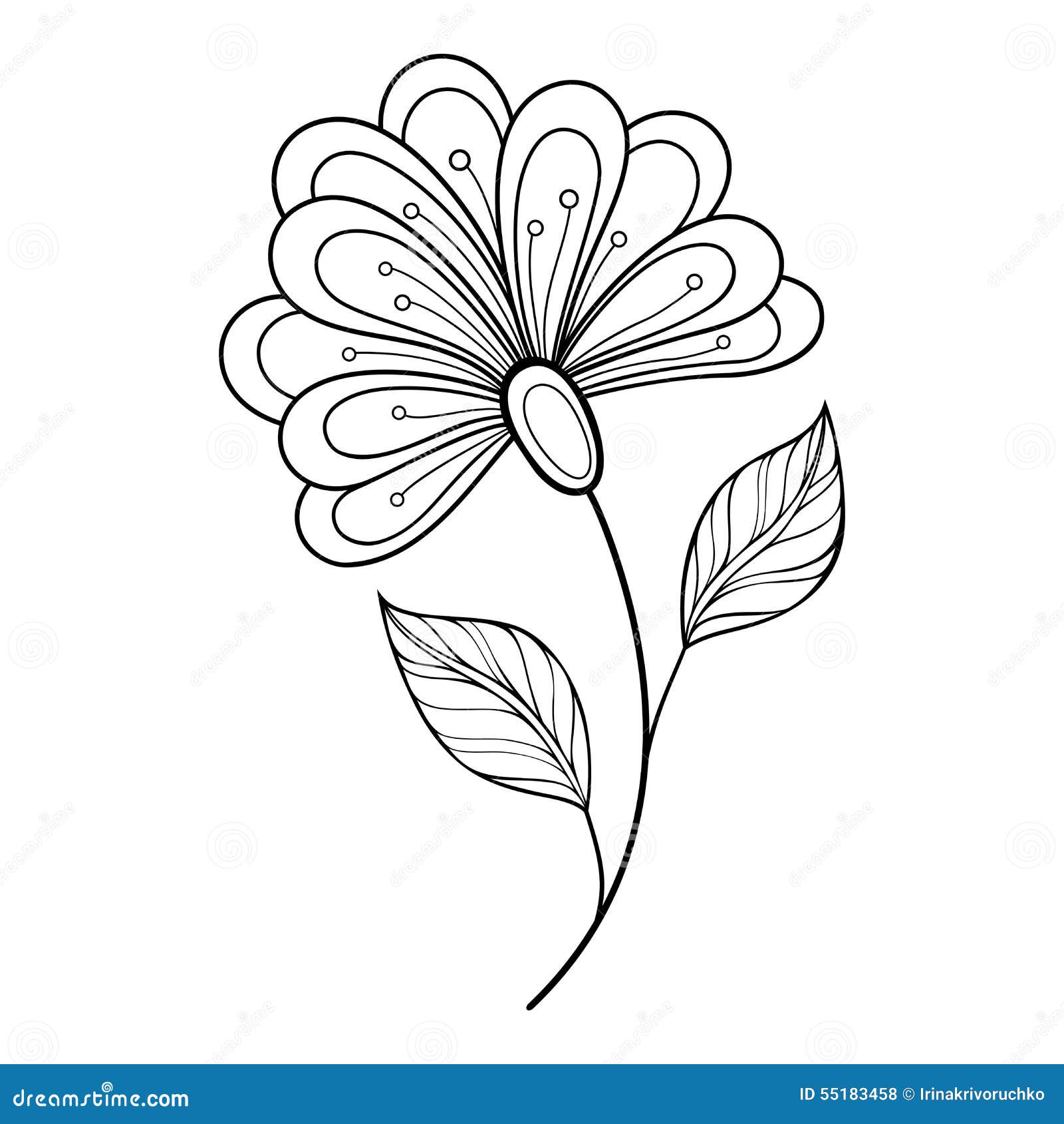 Vector Beautiful Monochrome Contour Flower Stock Vector - Illustration ...