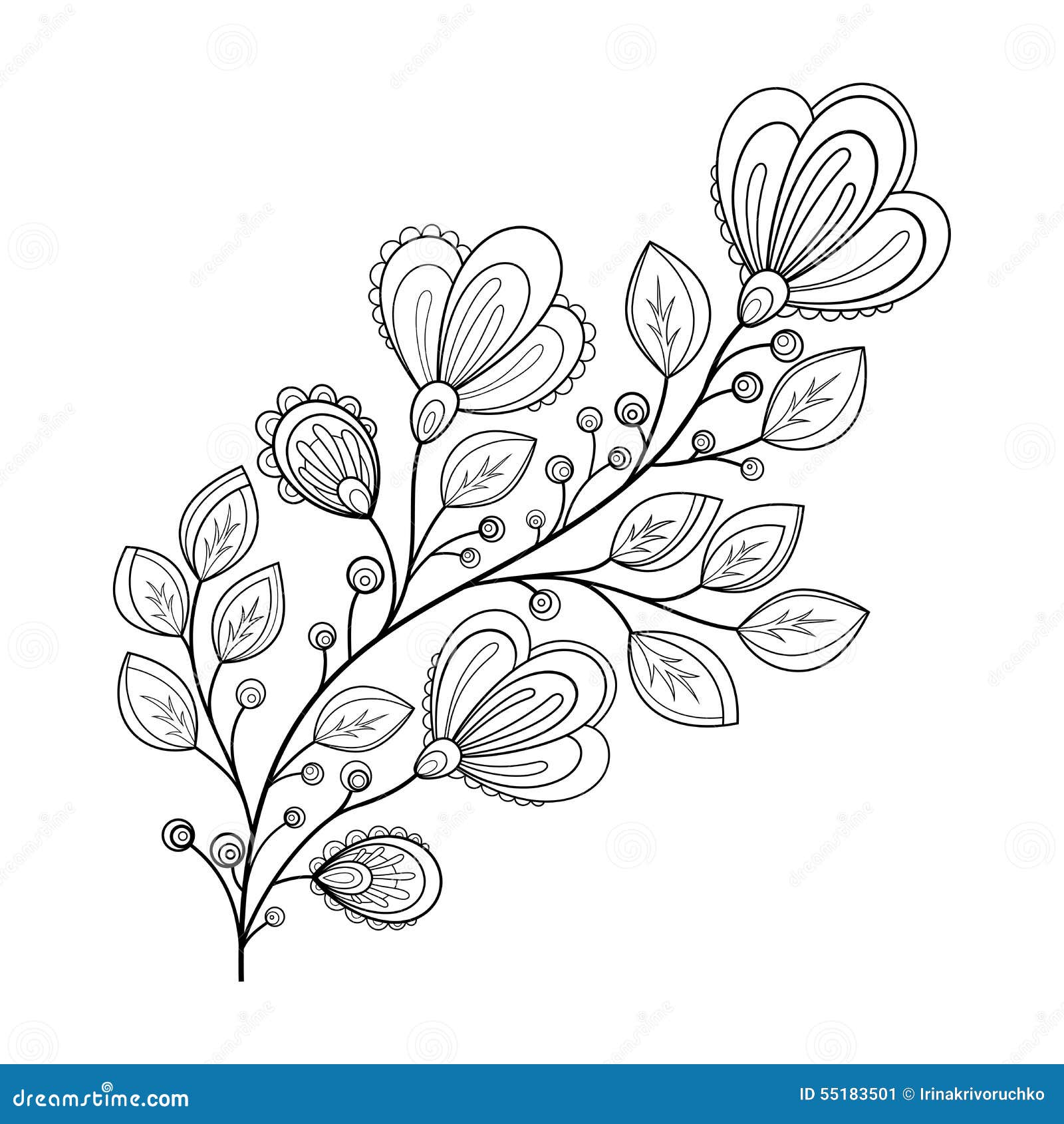 Vector Beautiful Monochrome Contour Flower Stock Vector - Illustration ...
