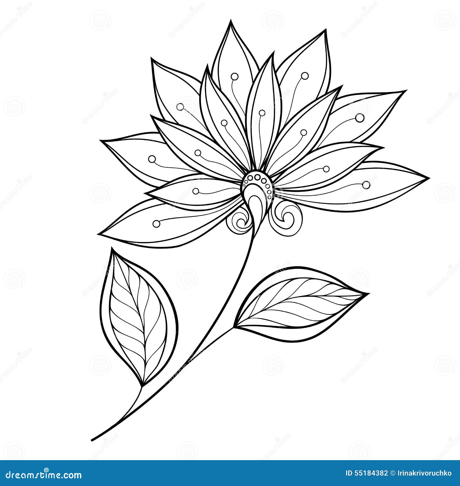 Vector Beautiful Monochrome Contour Flower Stock Vector - Illustration ...