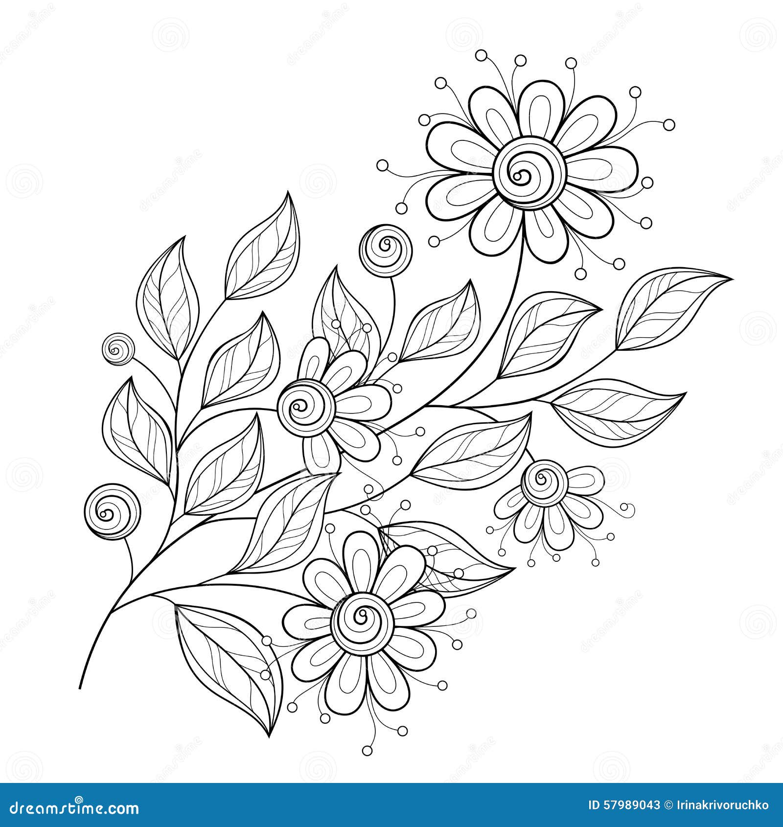 Vector Beautiful Monochrome Contour Flower Stock Vector - Illustration ...