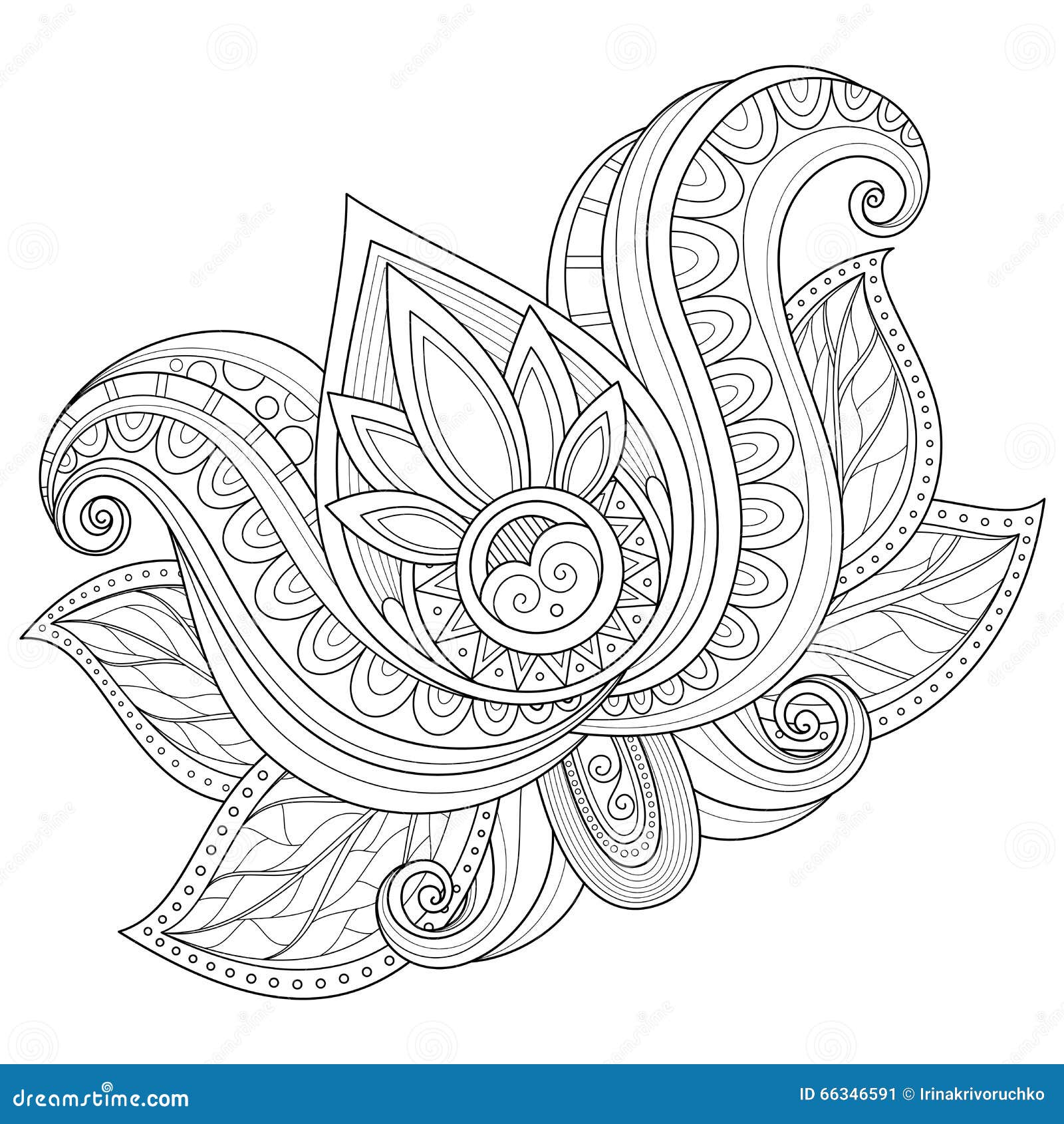 Vector Beautiful Monochrome Contour Flower Stock Vector - Illustration ...