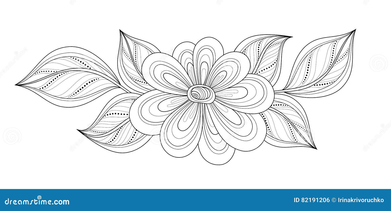 Vector Beautiful Monochrome Contour Flower Stock Vector - Illustration ...