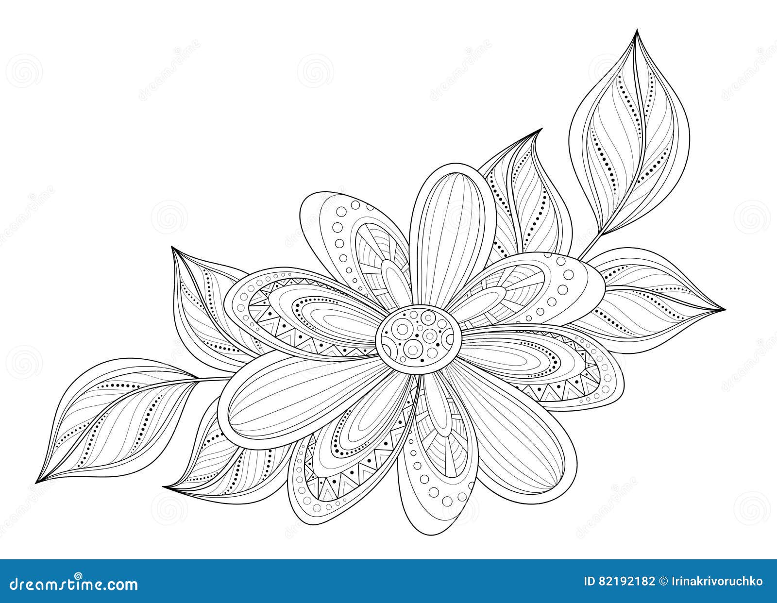 Vector Beautiful Monochrome Contour Flower Stock Vector - Illustration ...