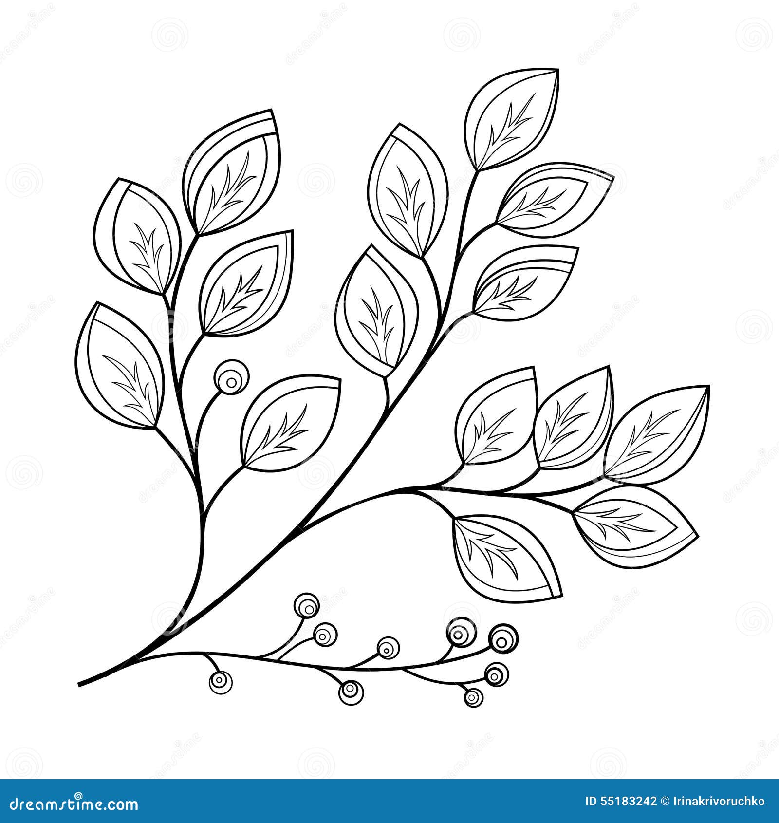 Vector Beautiful Monochrome Contour Leaf Stock Vector - Illustration of ...