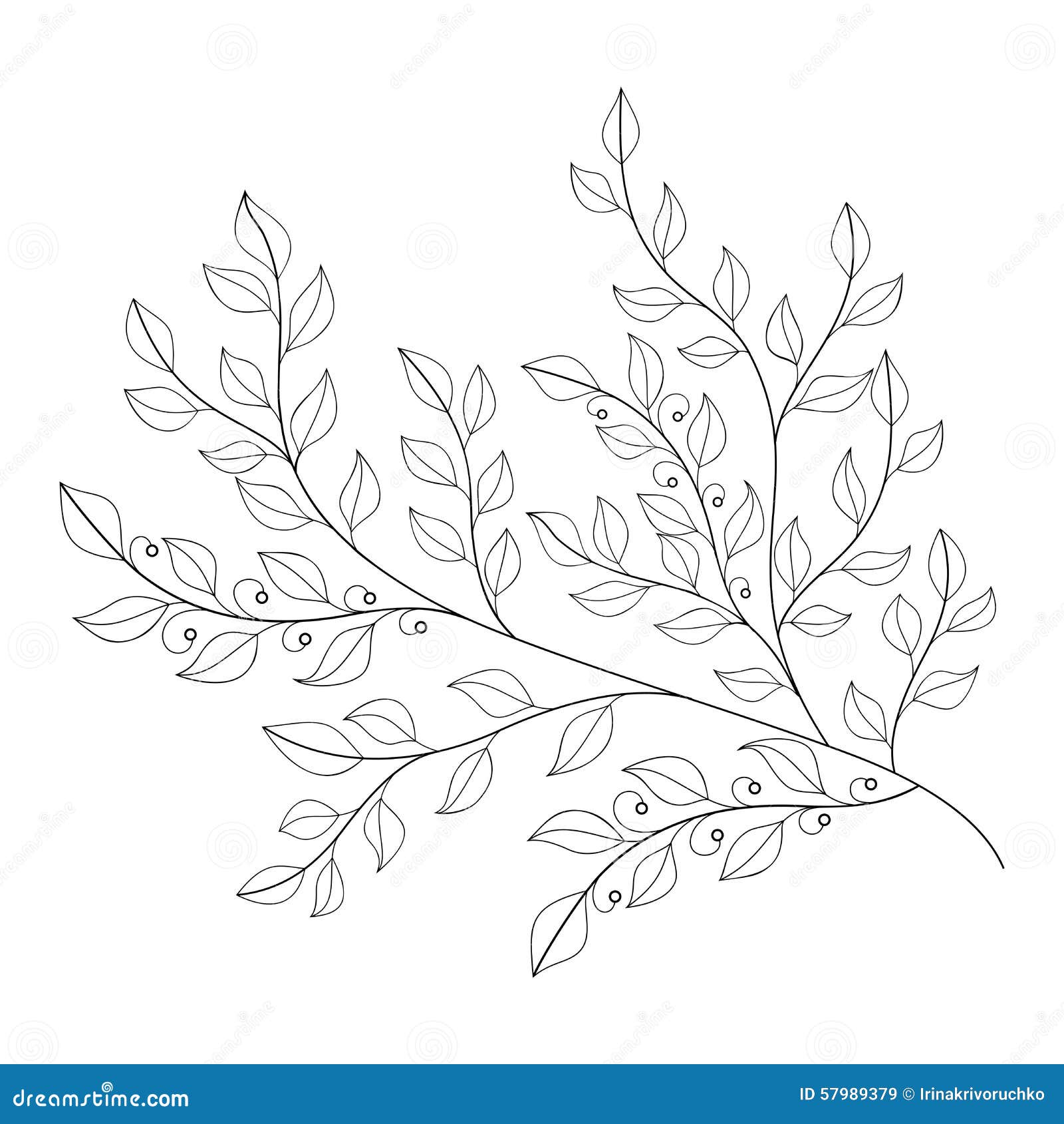 Vector Beautiful Monochrome Contour Leaf Stock Vector - Illustration of ...