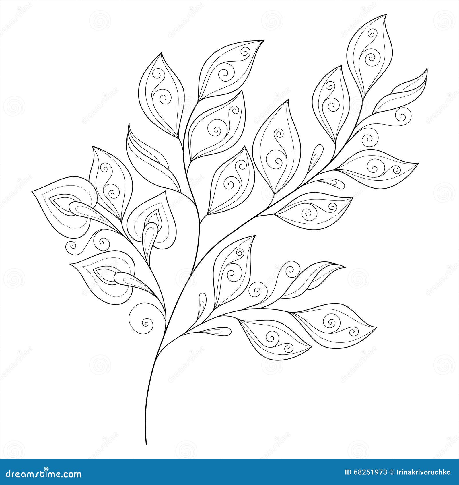 Vector Beautiful Monochrome Contour Leaf Stock Vector - Illustration of ...