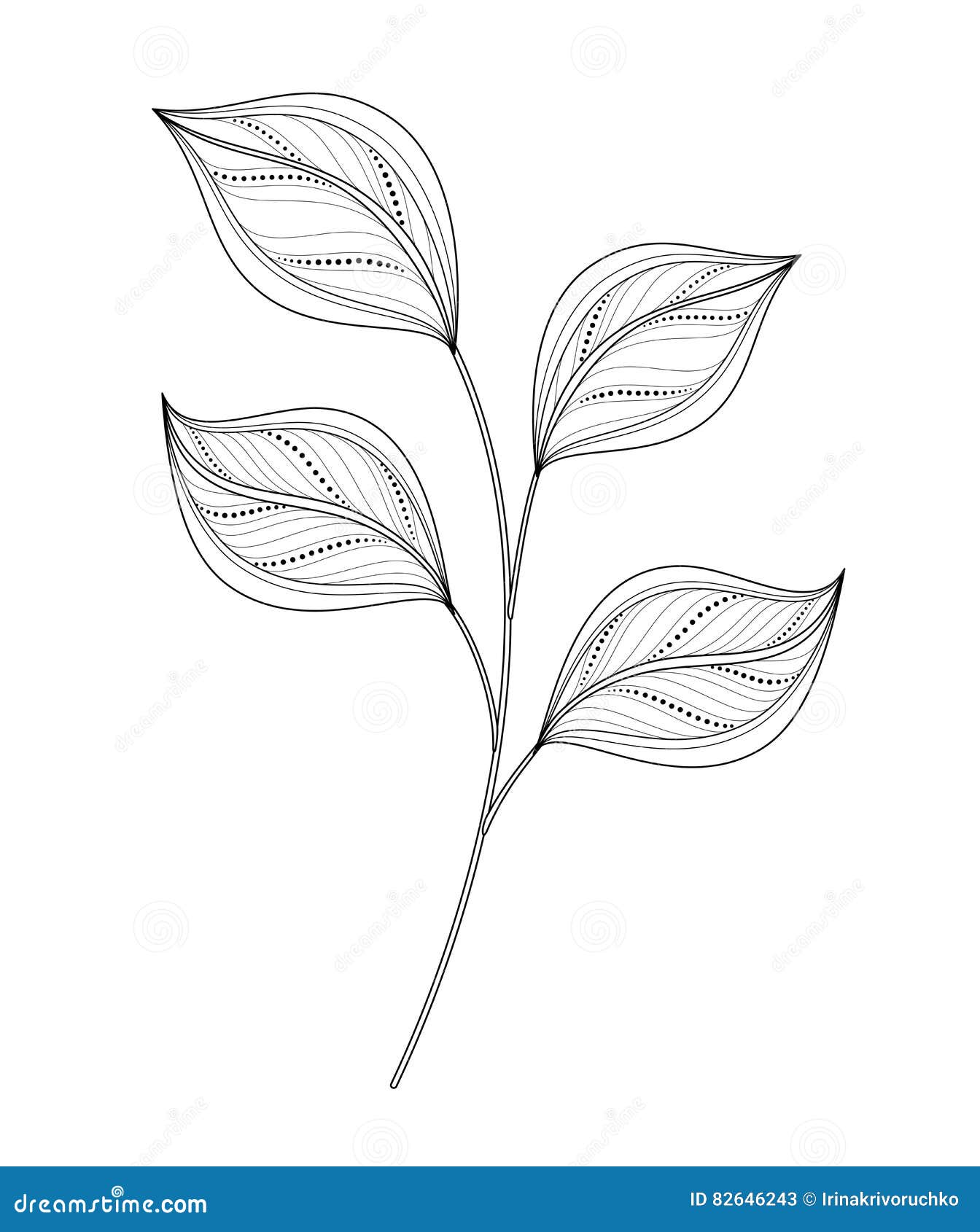 Vector Beautiful Monochrome Contour Leaf Stock Vector - Illustration of ...