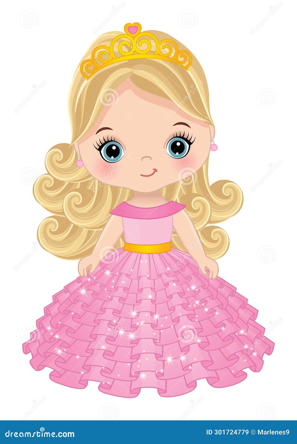 Vector Beautiful Princess In Pink Dress And Diadem Stock Vector