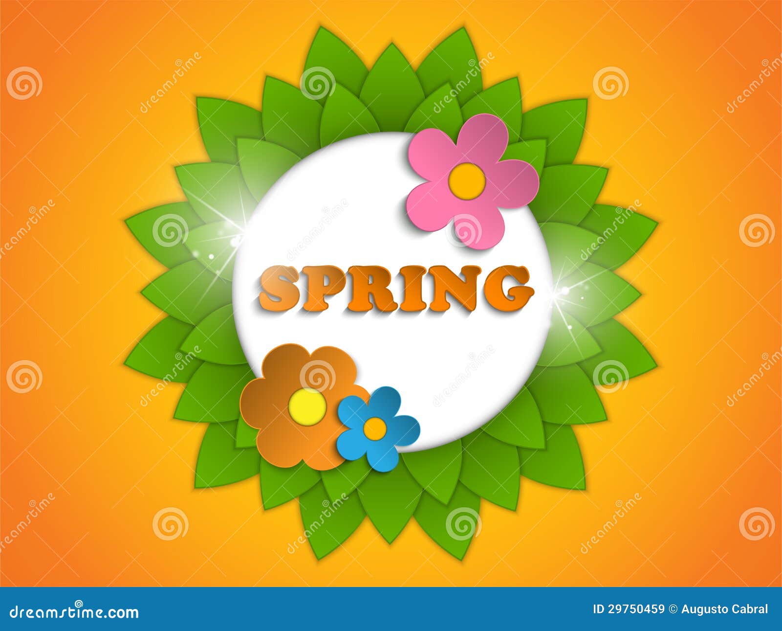 Beautiful Spring Flowers Orange Background Stock Vector - Illustration ...