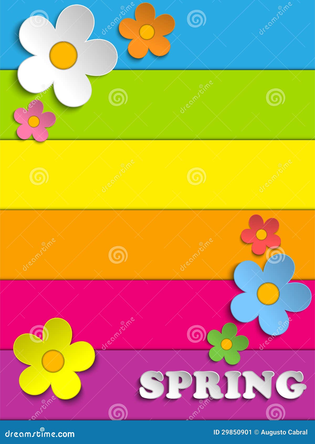 Beautiful Spring Flowers Rainbow Background Stock Vector - Illustration ...