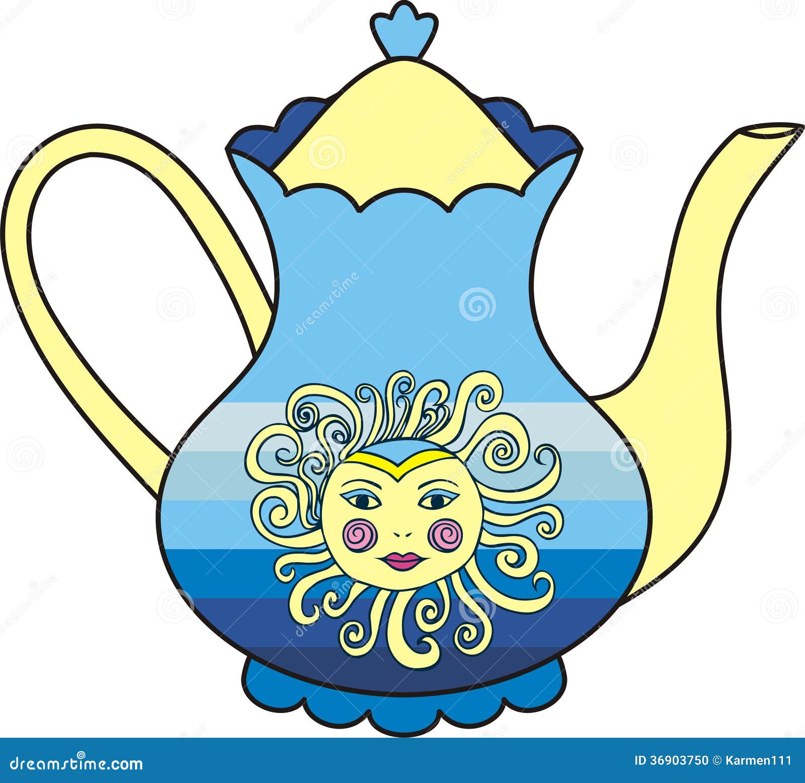 Vector Beautiful Sun Cup of Tea. Stock Vector - Illustration of ...