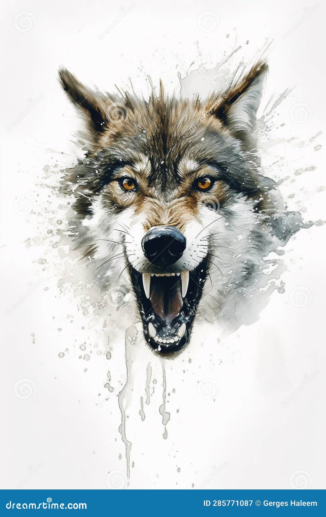Vector Beautiful Wolf Watercolor Paint Ilustration Stock Image - Image ...