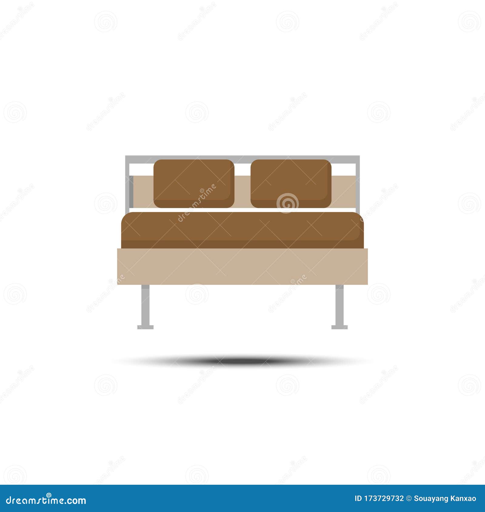 Vector Bed Flat Icon on White Background Stock Vector - Illustration of ...