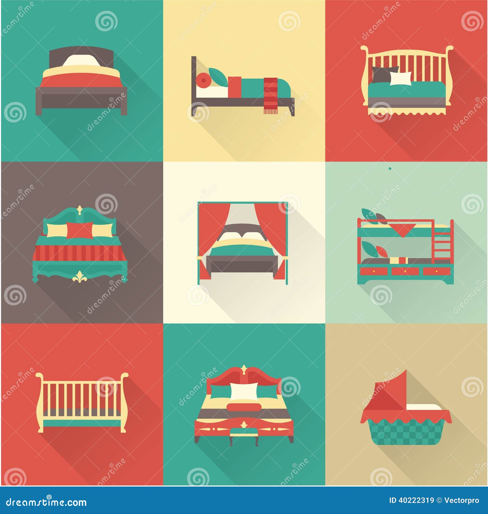 Vector bed icon set stock vector. Illustration of public - 40222319