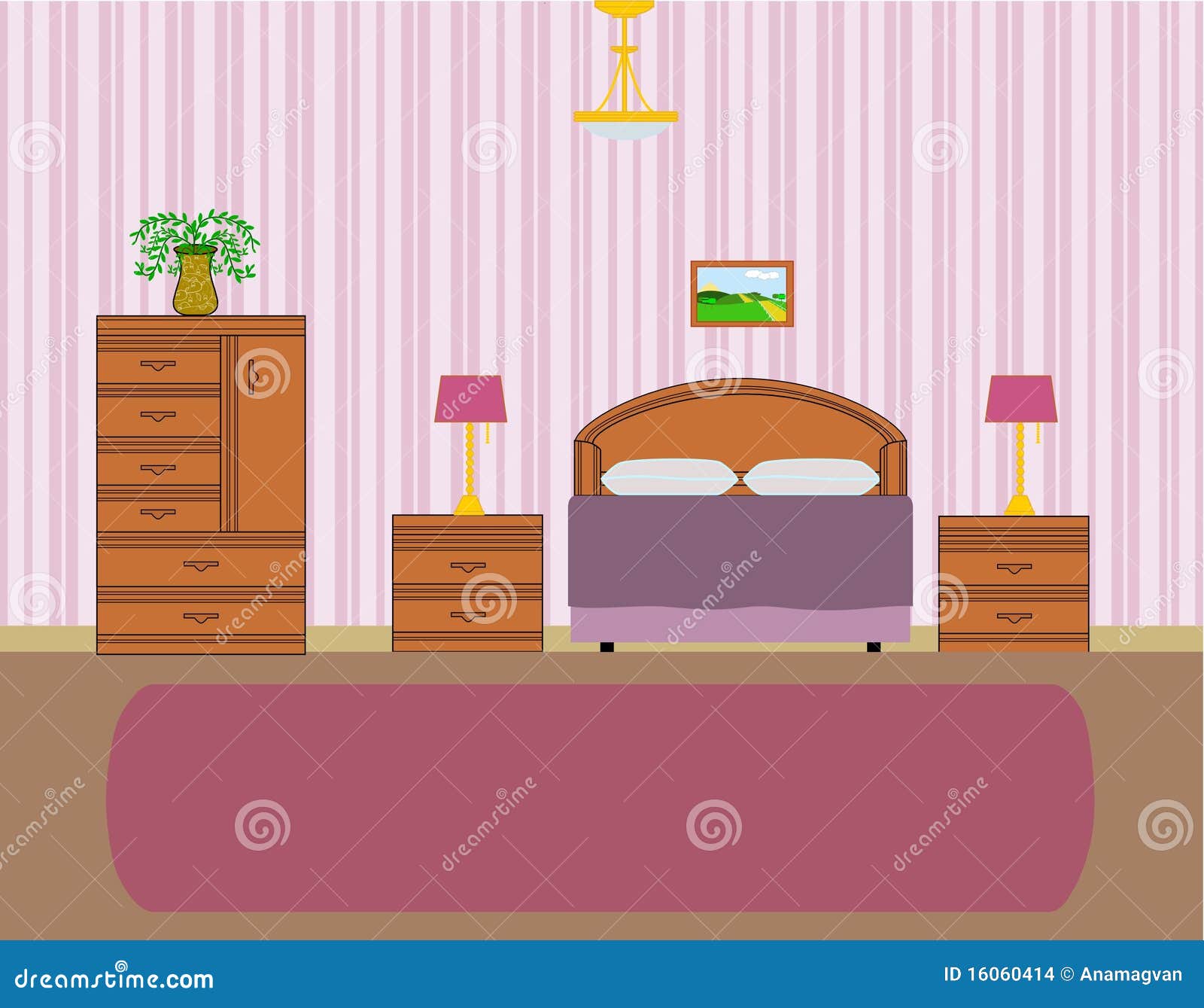 Vector of bedroom interior stock vector. Illustration of table - 16060414