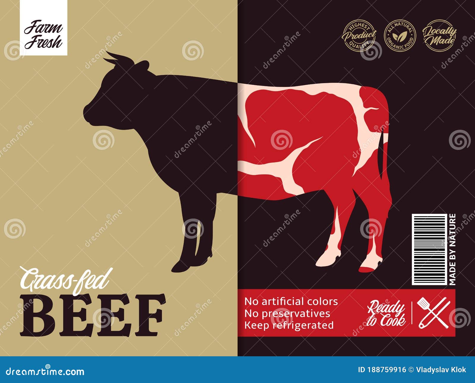 Vector Beef Packaging With Beef Cuts Diagram | CartoonDealer.com #188759945