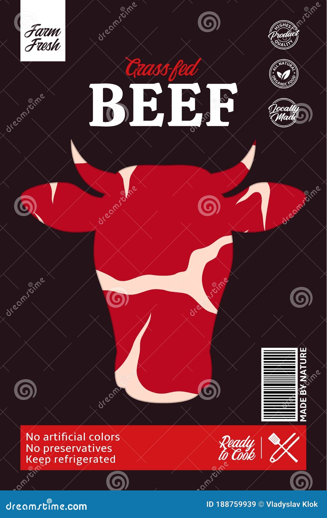Vector Beef Packaging or Label Design Stock Vector - Illustration of ...