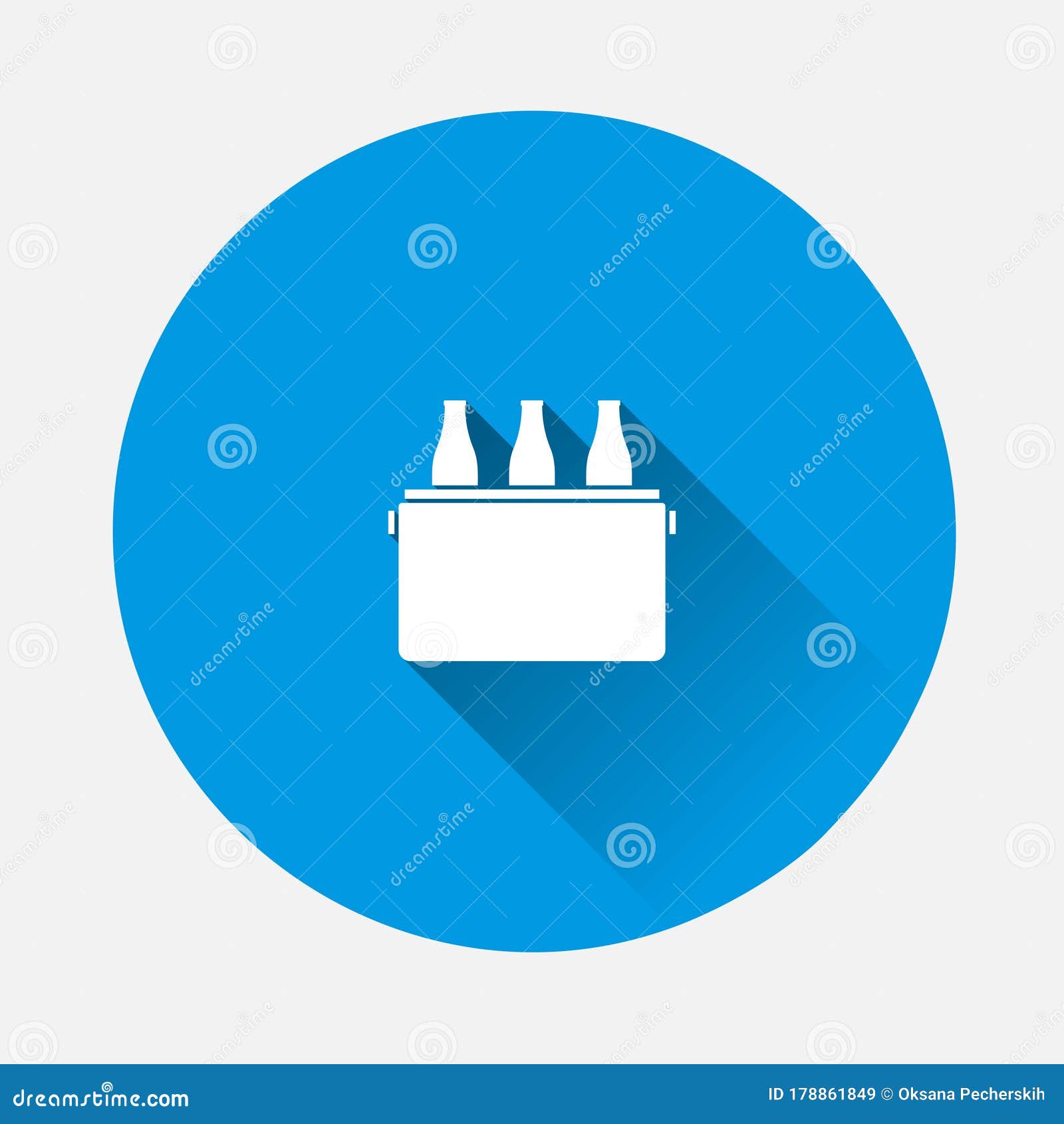 Vector Beer Fridge Icon. Beverage Cooler Bag Icon on Blue Background ...