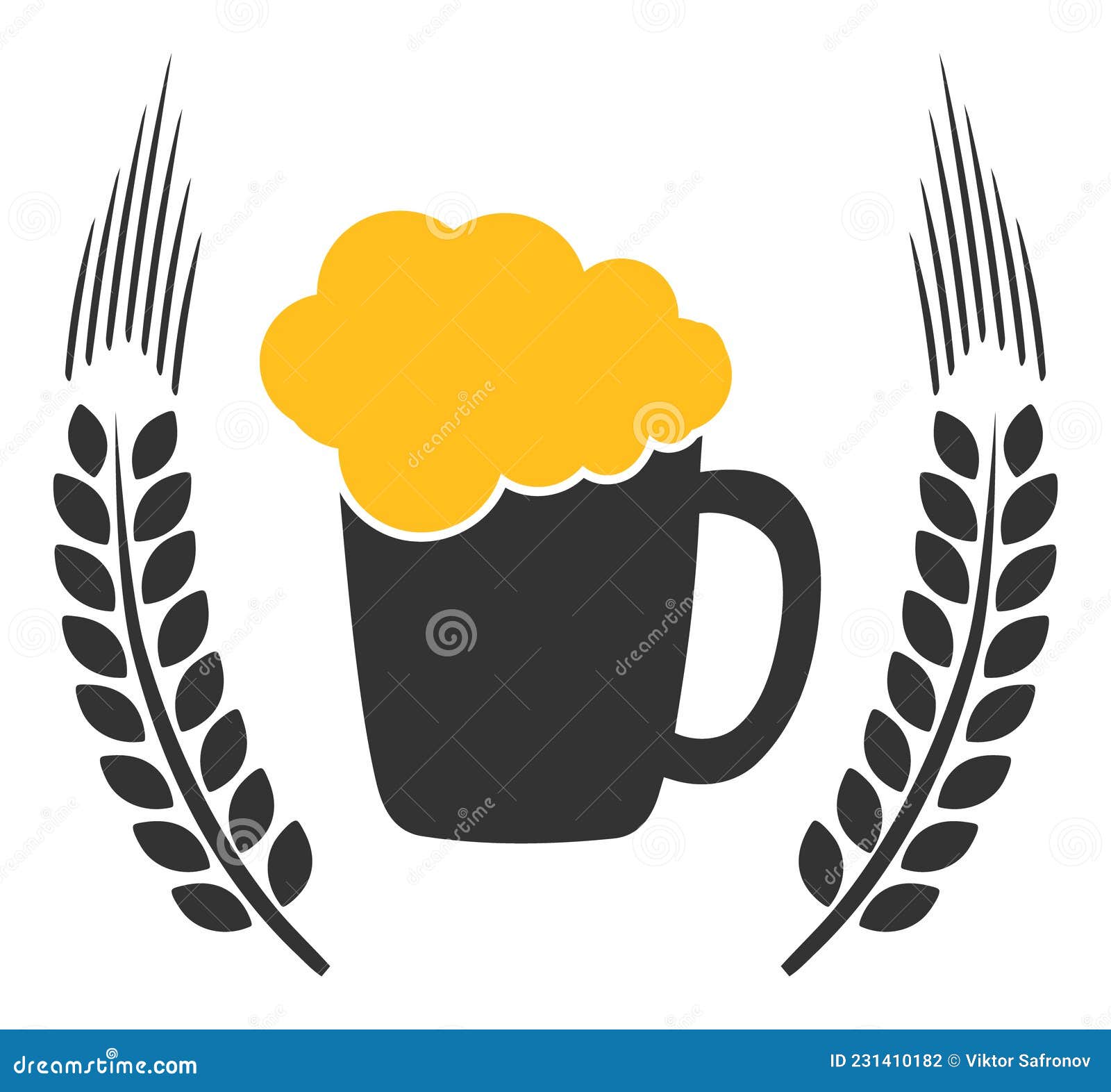Vector Beer Mug Logo Flat Icon Symbol Stock Vector - Illustration of ...
