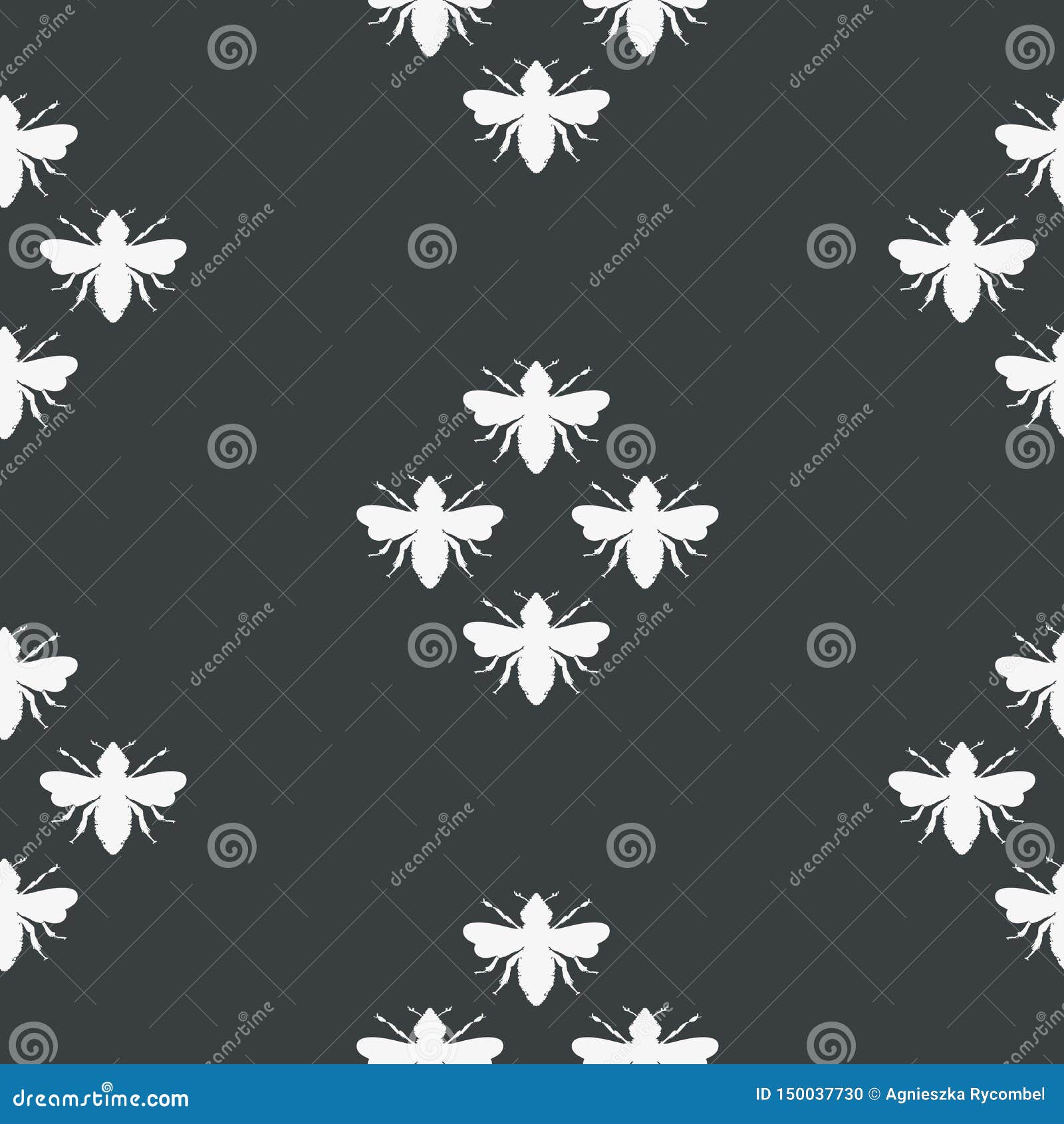 Vector Bees Shapes in Black and White Seamless Pattern Background ...