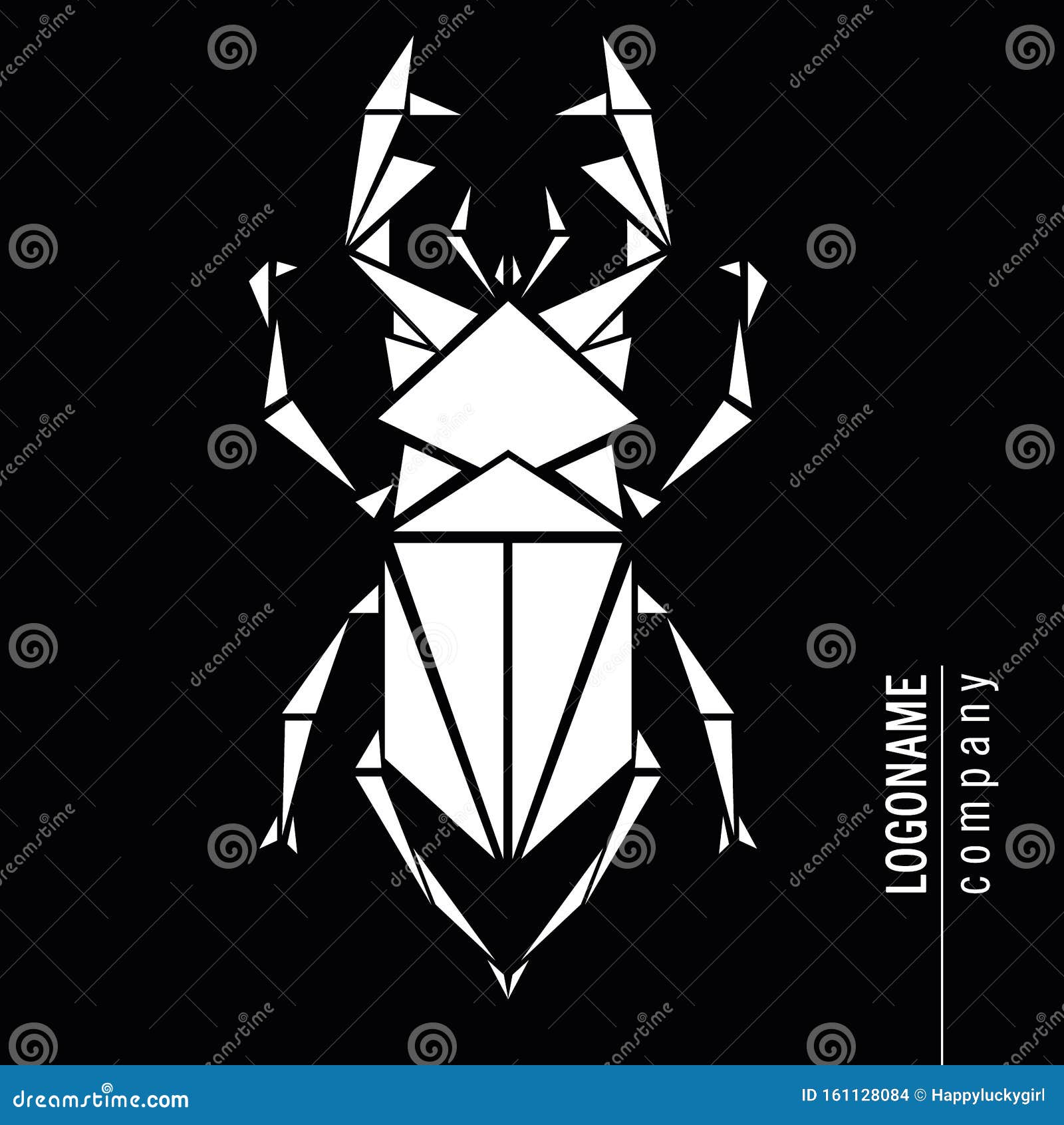 Vector Beetle in Black and White Graphics. Geometric Insect Logo Stock ...