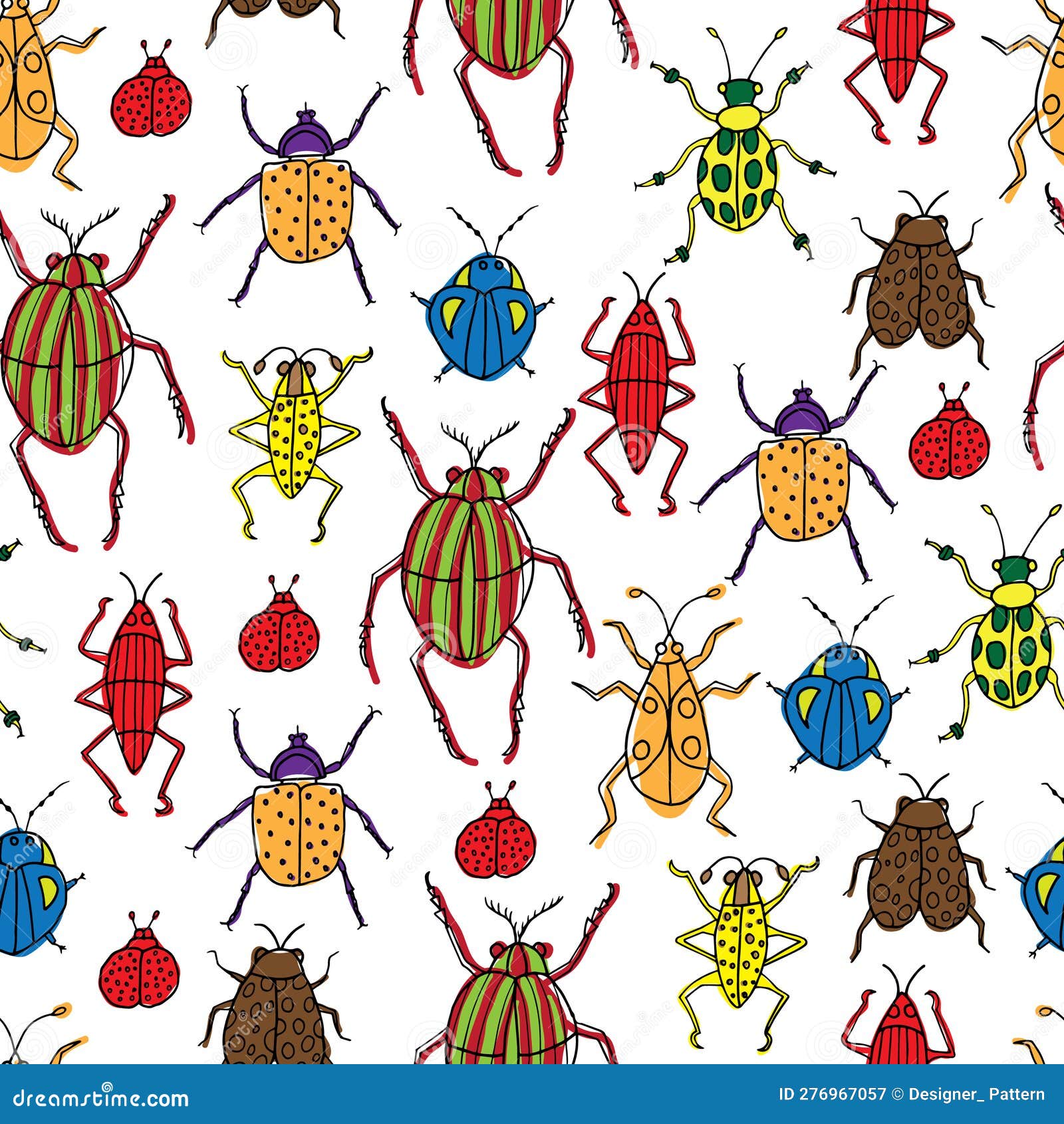 Vector Beetles and Bugs Seamless Repeat Pattern Design Background ... Vector Beetles and Bugs Seamless Repeat Pattern Design Background ...