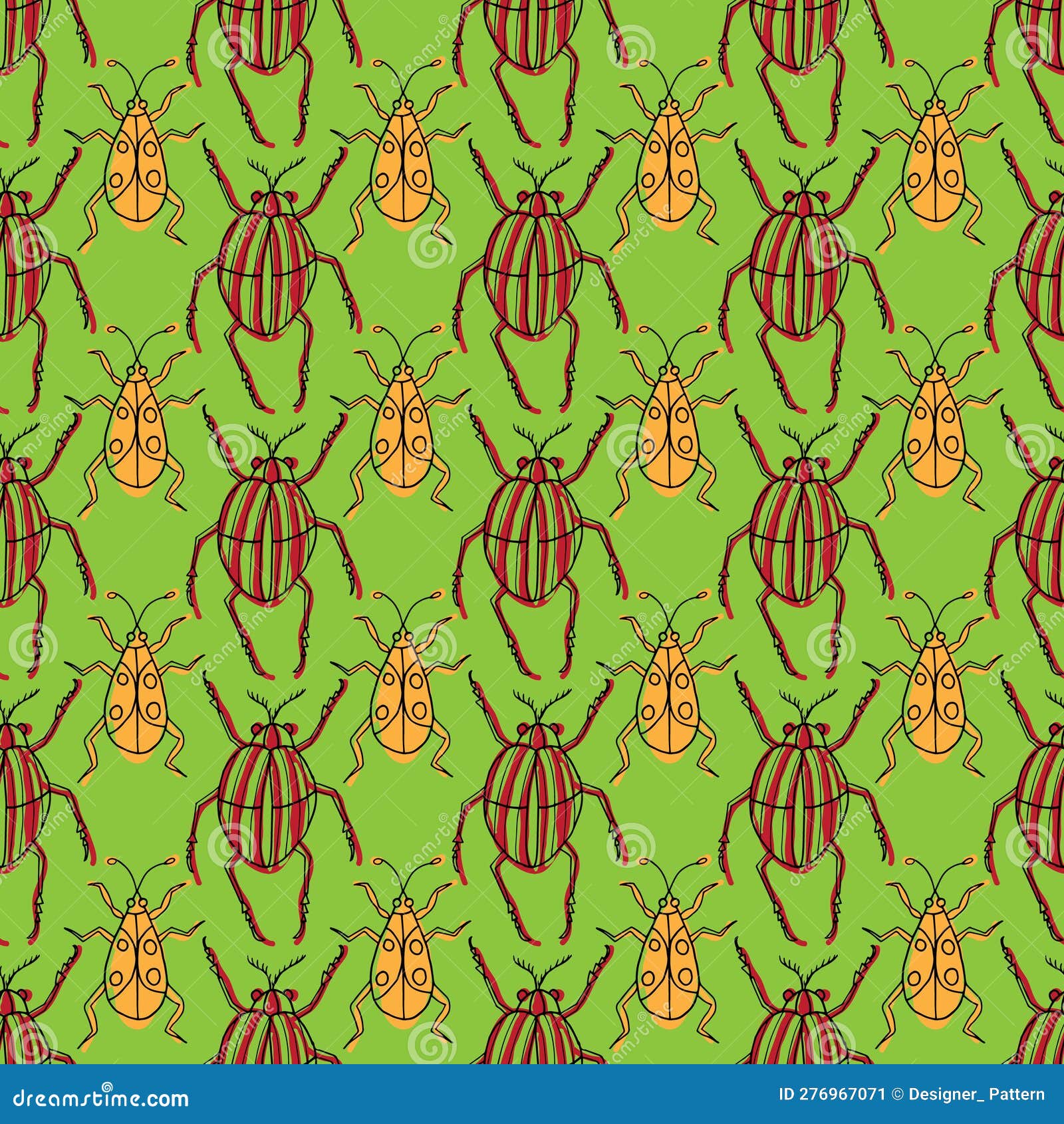 Vector Beetles and Bugs Seamless Repeat Pattern Design Background ... Vector Beetles and Bugs Seamless Repeat Pattern Design Background ...
